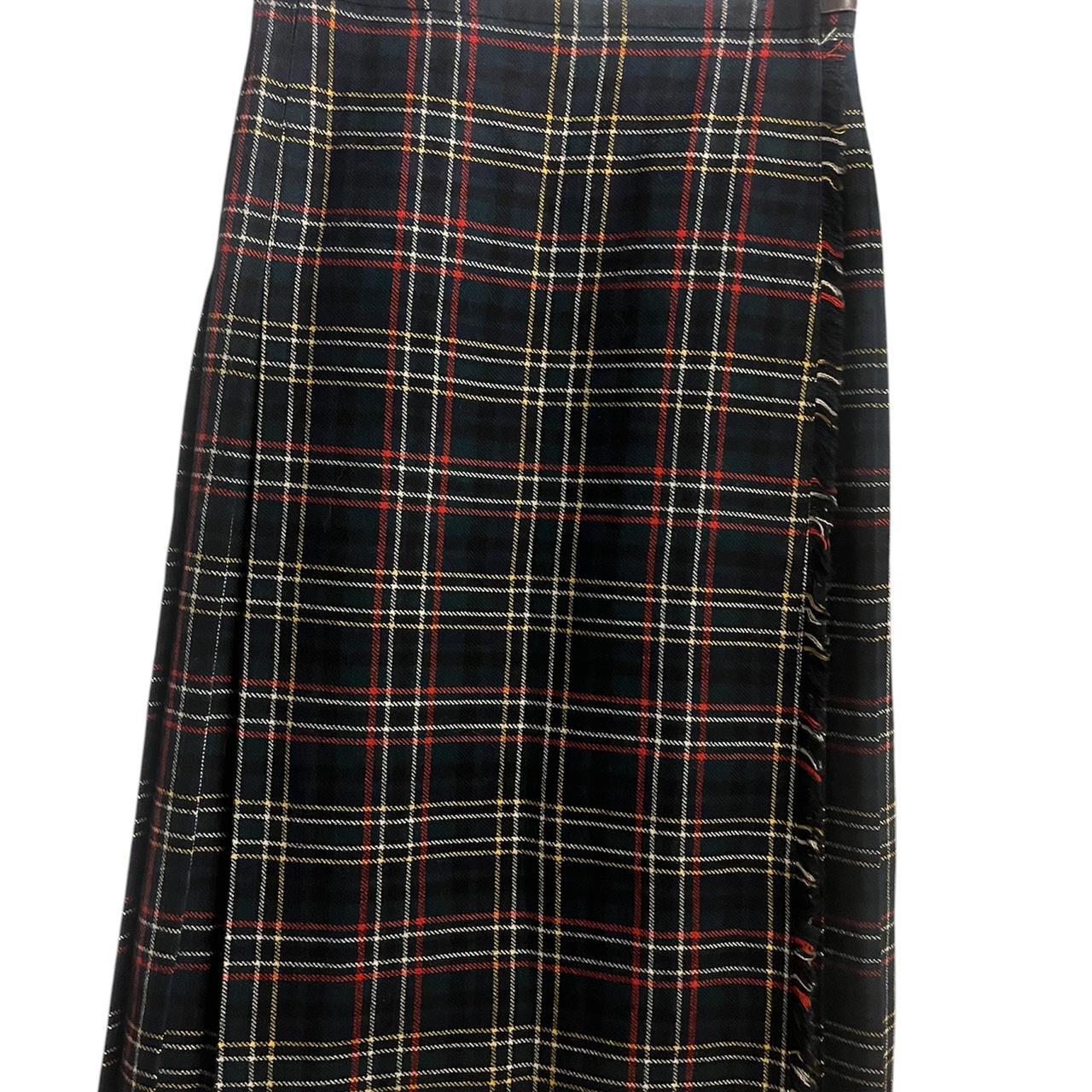 Vintage tartan plaid kilt hunter green 100% wool... | Depop