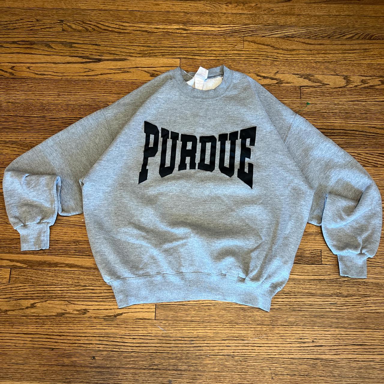 Grey Purdue University Sweatshirt with Black... | Depop