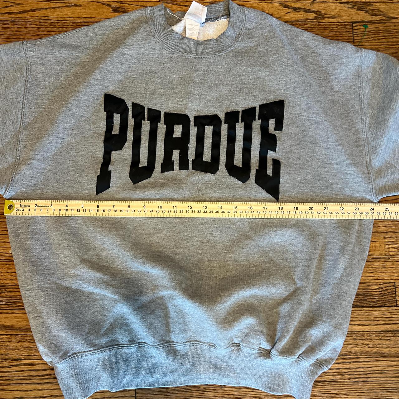 Grey Purdue University Sweatshirt with Black... | Depop