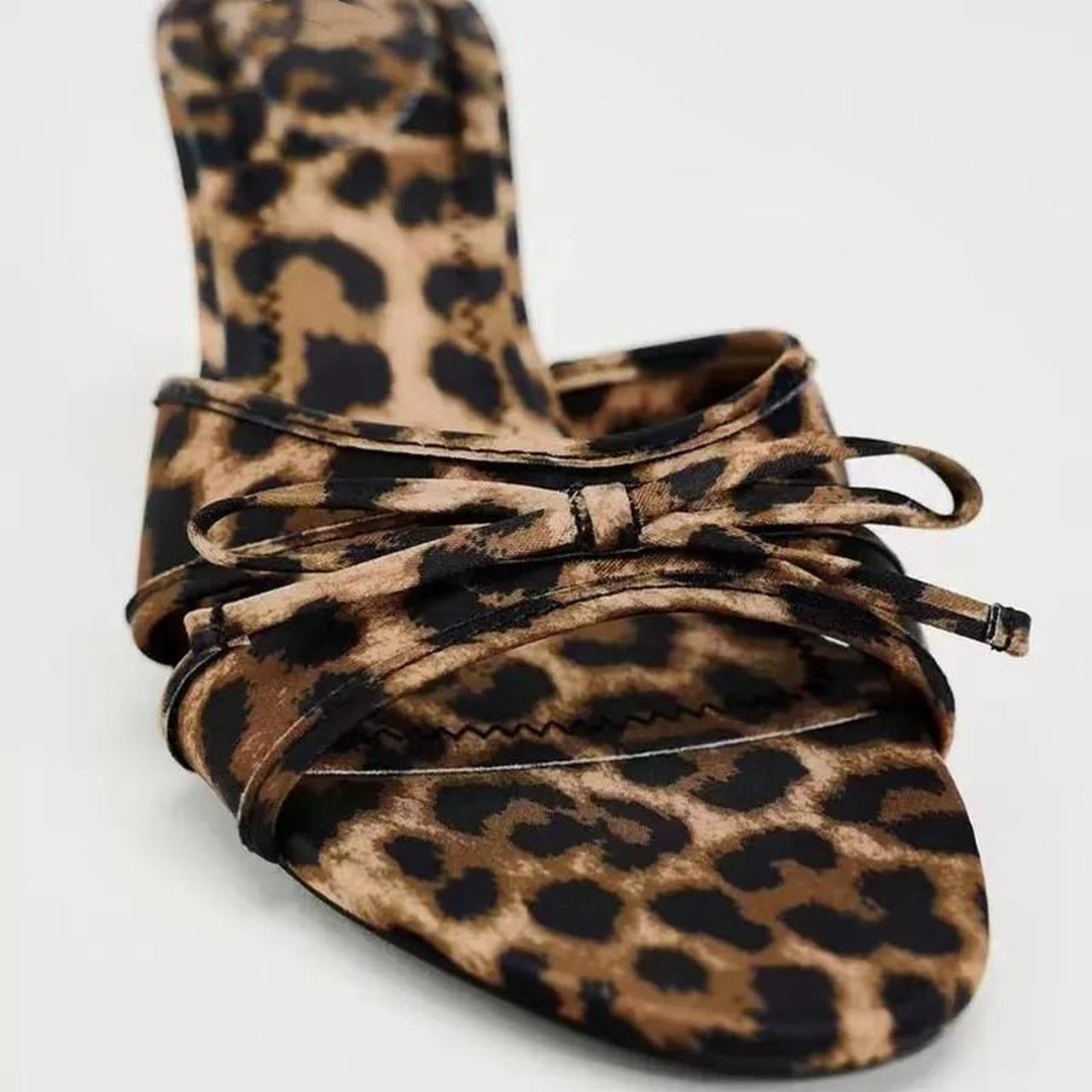 Bow Leopard Kitten Heel Sandals | Depop