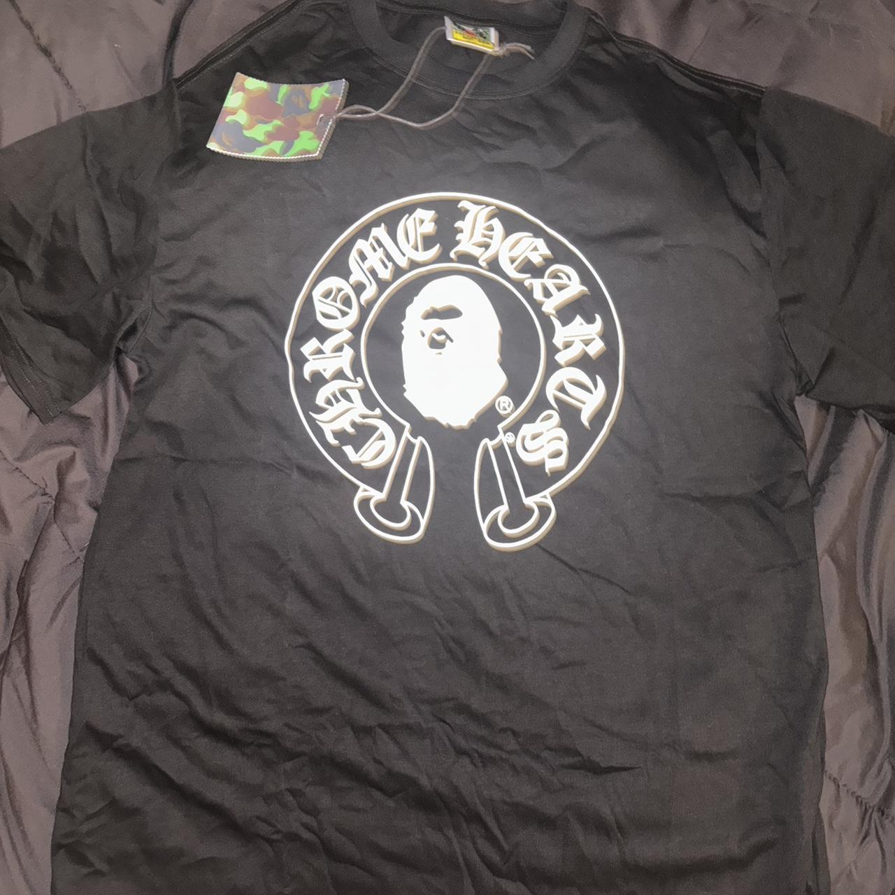 chrome hearts bape shirt tag says xxl fits like L... - Depop