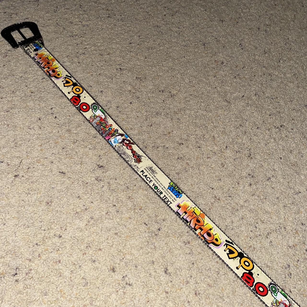 y2k style graffiti belt beaded on the sides with... | Depop