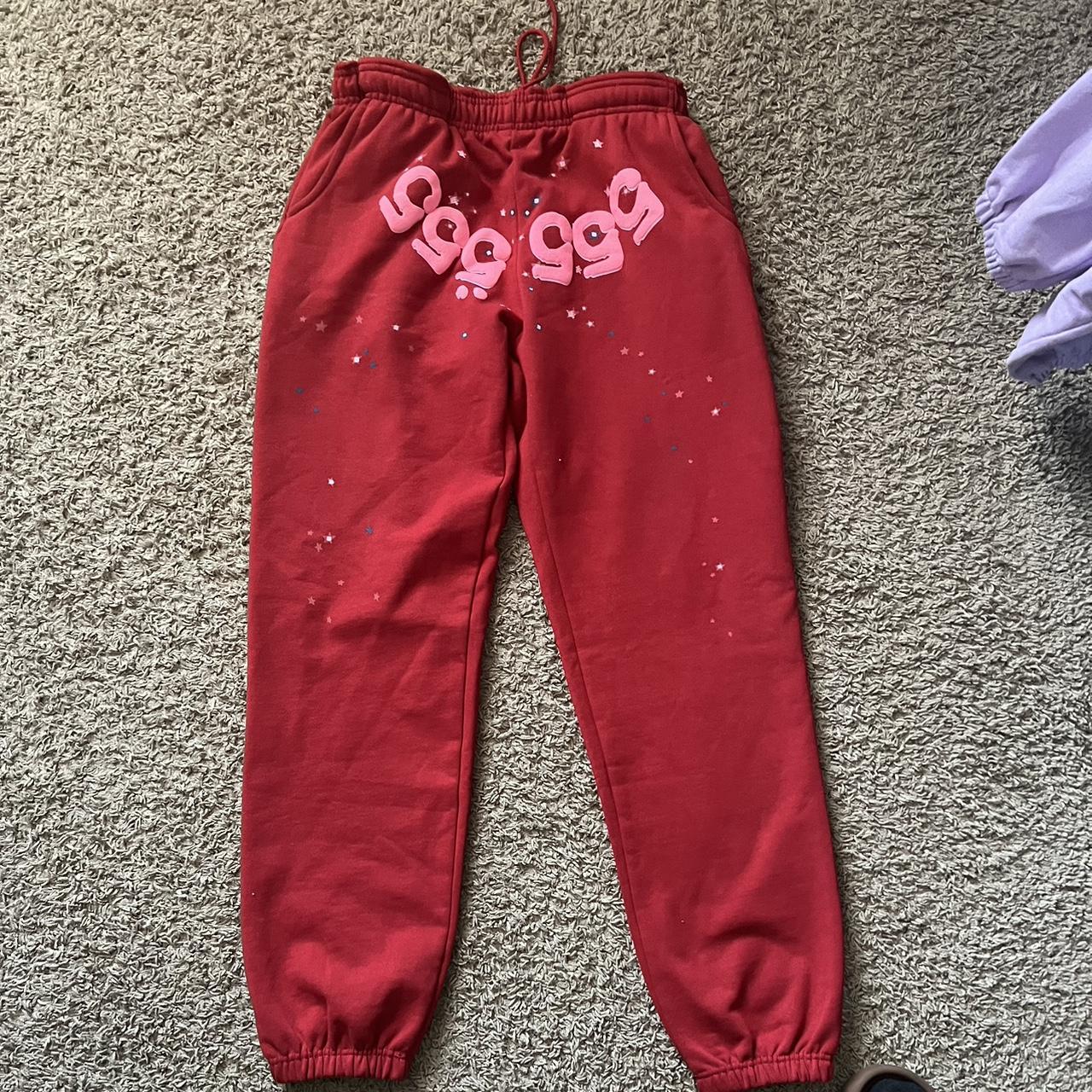 Sp5der Worldwide Red Angel Number 555 Sweatpants | Depop Sp5der Worldwide Red Angel Number 555 Sweatpants | Depop