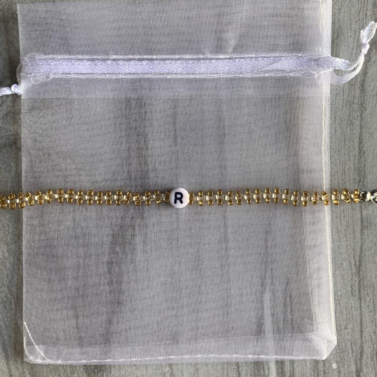 💛 Initial “R” chain beaded bracelet 💯 100%... - Depop