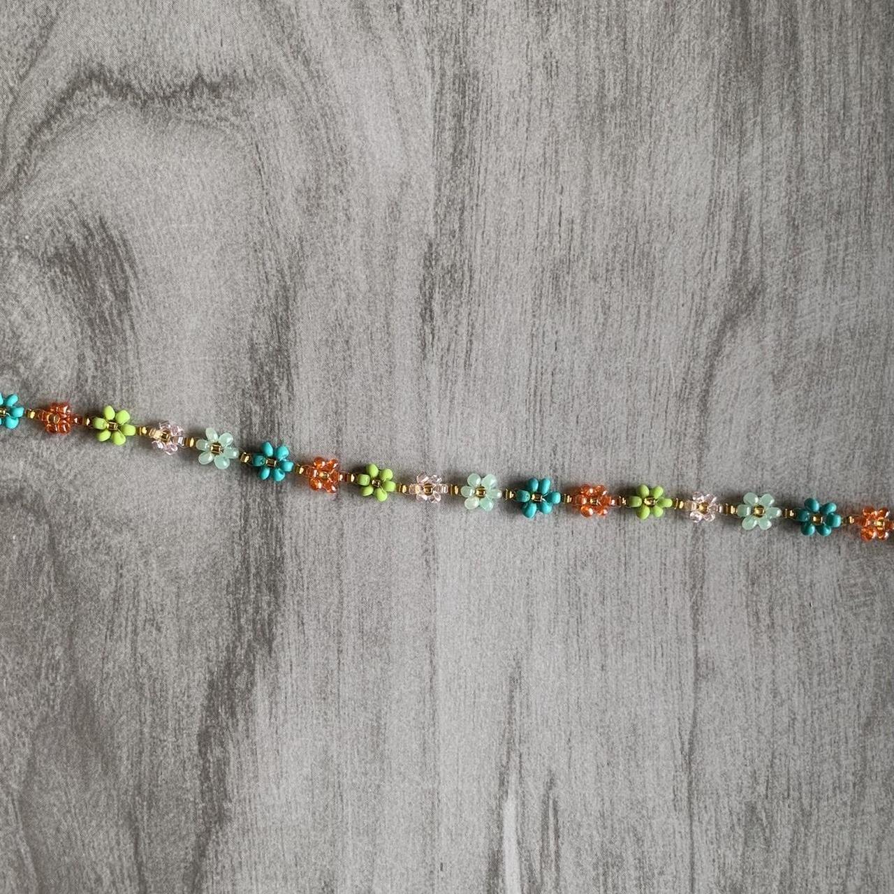 💚 Spring colors flower beaded wrap-around bracelet... - Depop