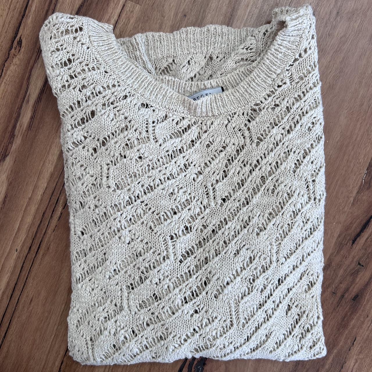 Crochet jumper. Soft material with 3/4 sleeves. - Depop