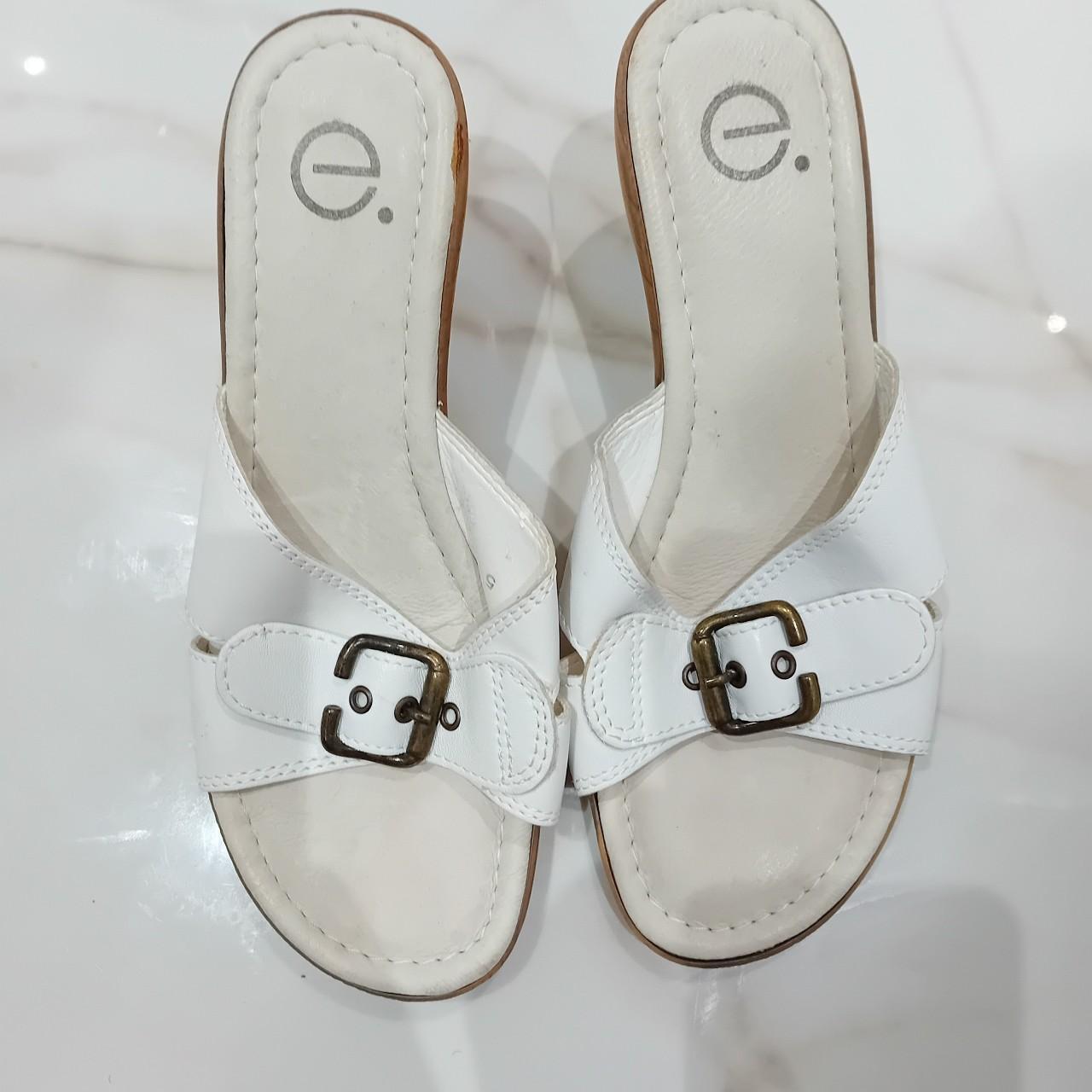 2000s White Open Toe Wedge Sandals 1. UK Size... - Depop