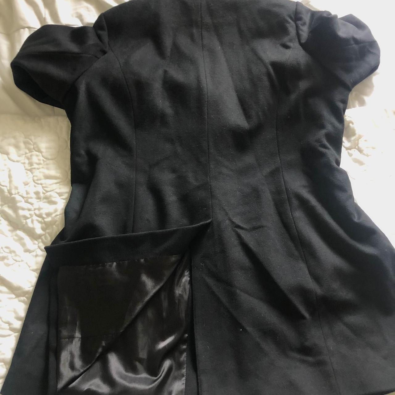 heavy winter black button coat, satin interior,... - Depop