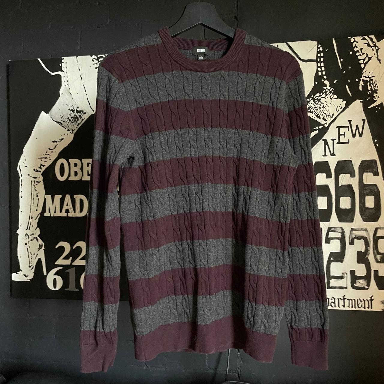 STRIPED EMO GRUNGE KNITTED SWEATER • Size L • Super... - Depop