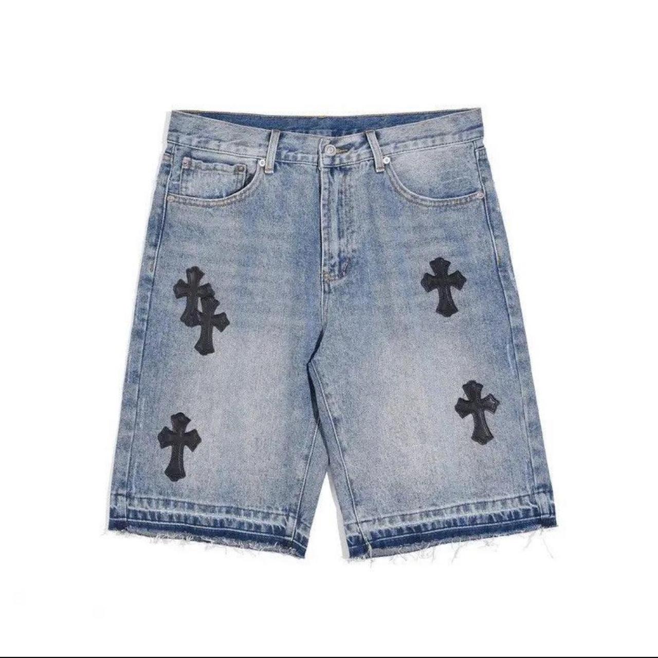Custom Cross Embroidered Jorts 30” - Depop
