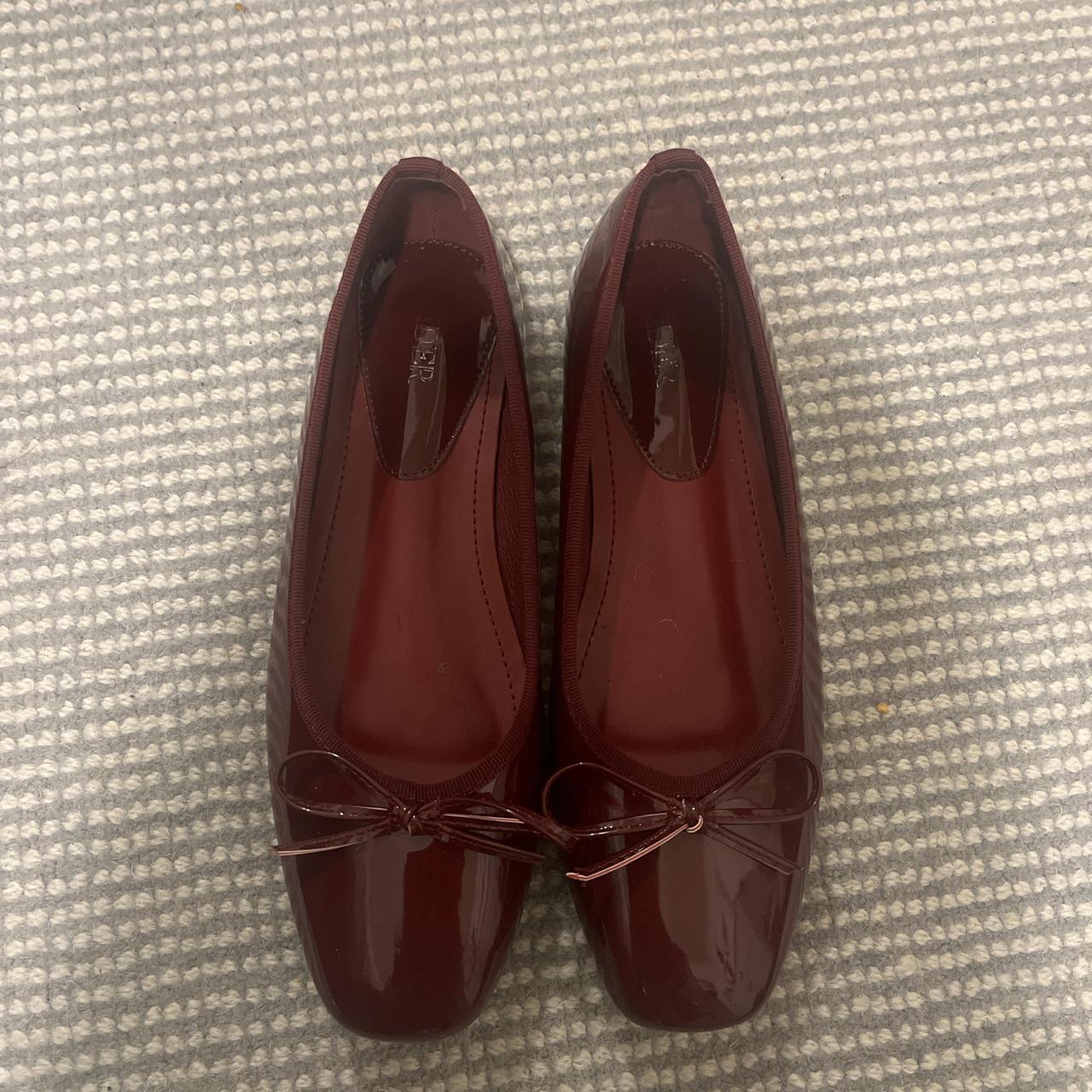 maroon red ballet flats from cider worn once size... - Depop