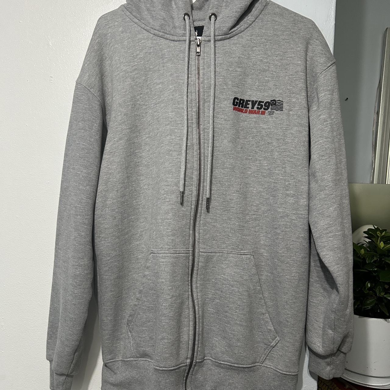Grey 59 World War III ‘22 Zip-Up (Grey) soft on... - Depop