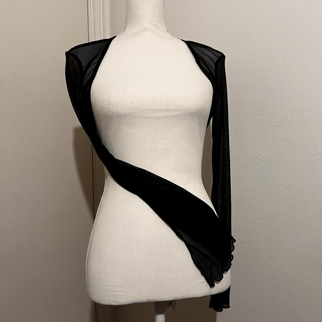 2000s black mesh bolero with a flare sleeve - Depop