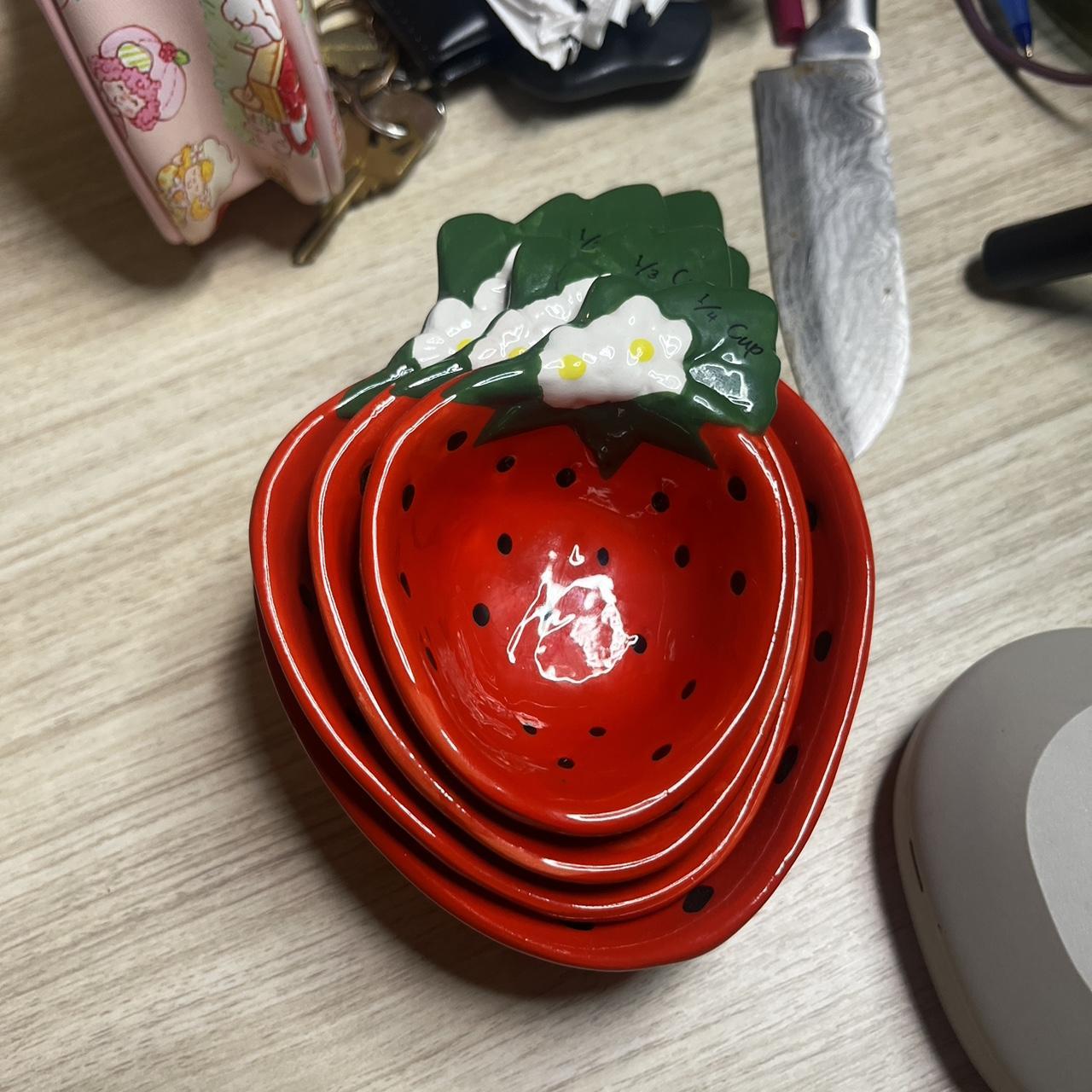 Strawberry measuring cups #strawberry #cute # kitchen - Depop
