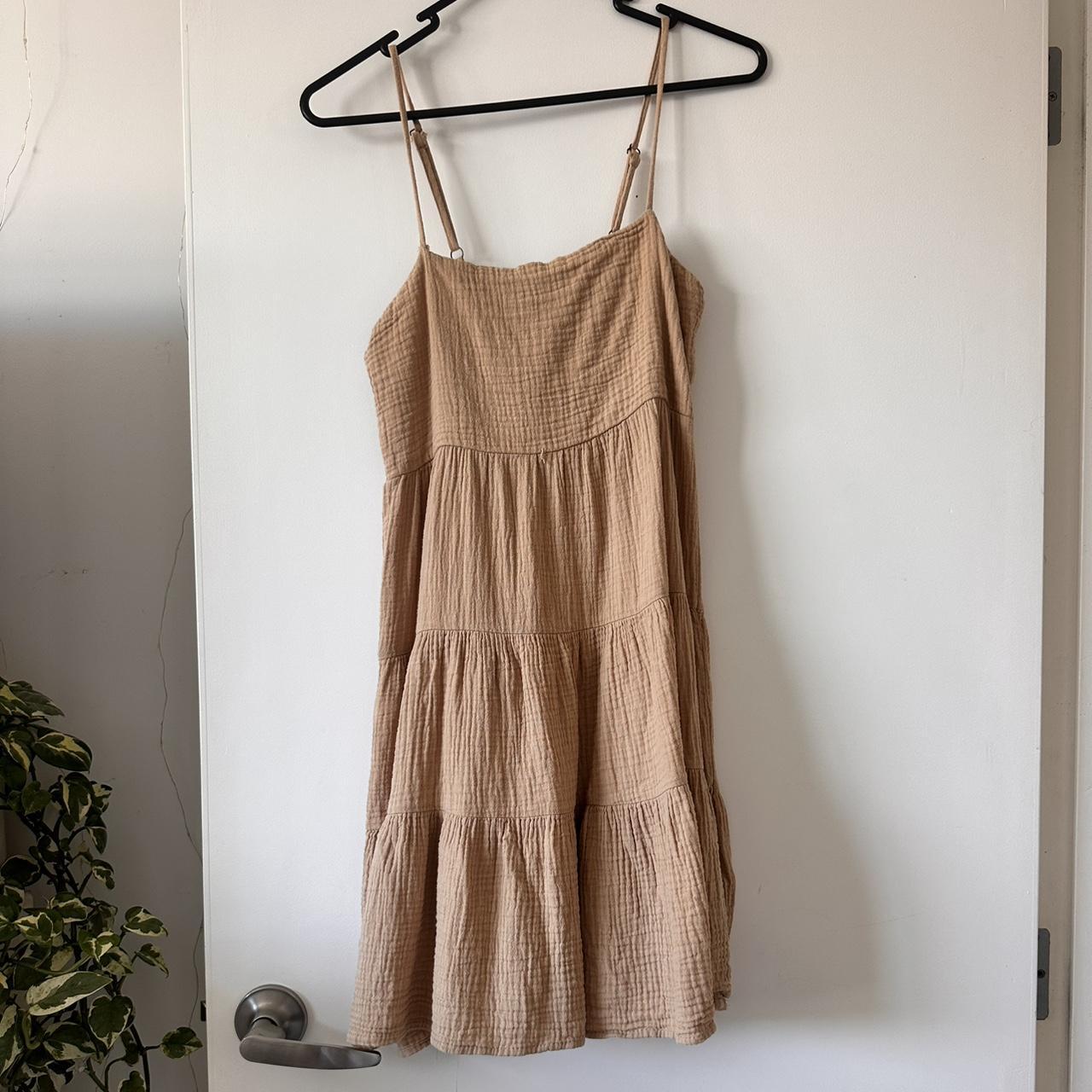 Cotton on rusty tan linen dress Great condition... | Depop