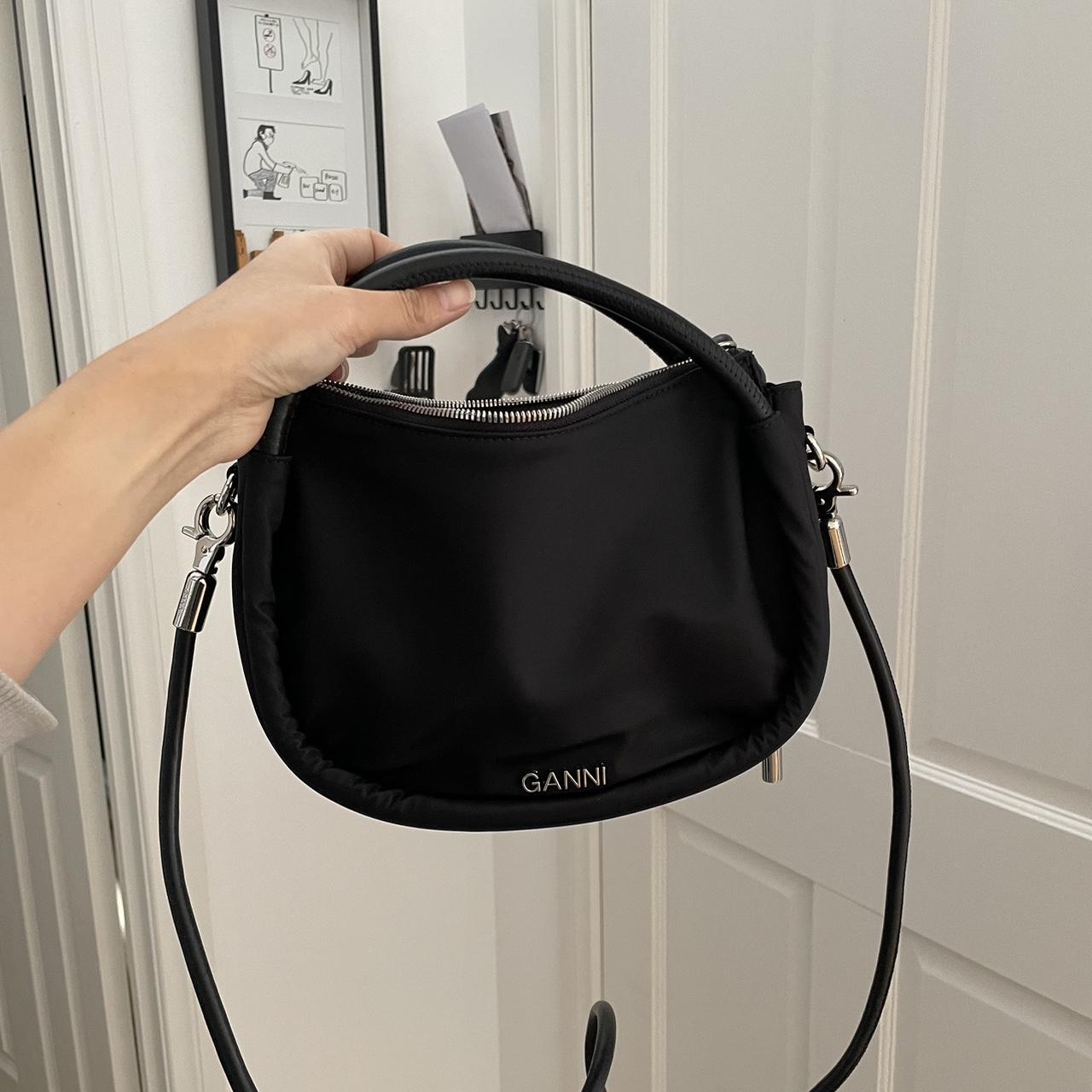 GANNI curved logo-letter tote bag，nylon fabric，only... - Depop