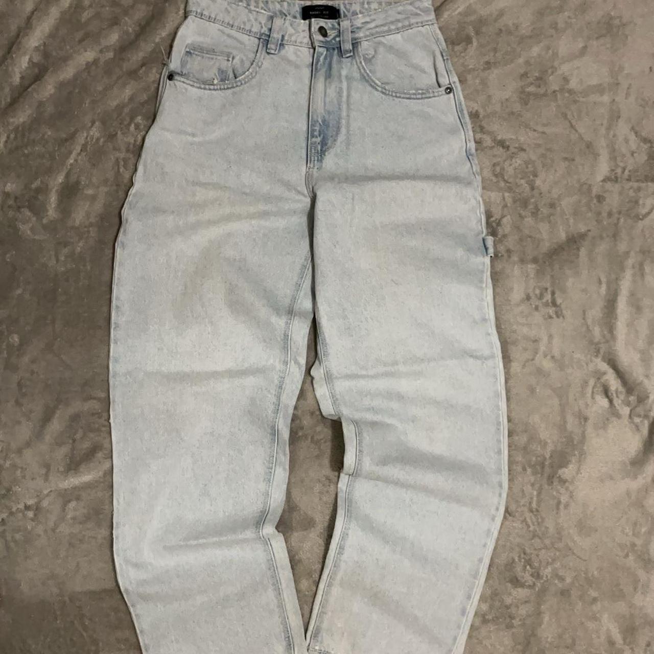 light blue denim baggy carpenter jeans from factorie... - Depop