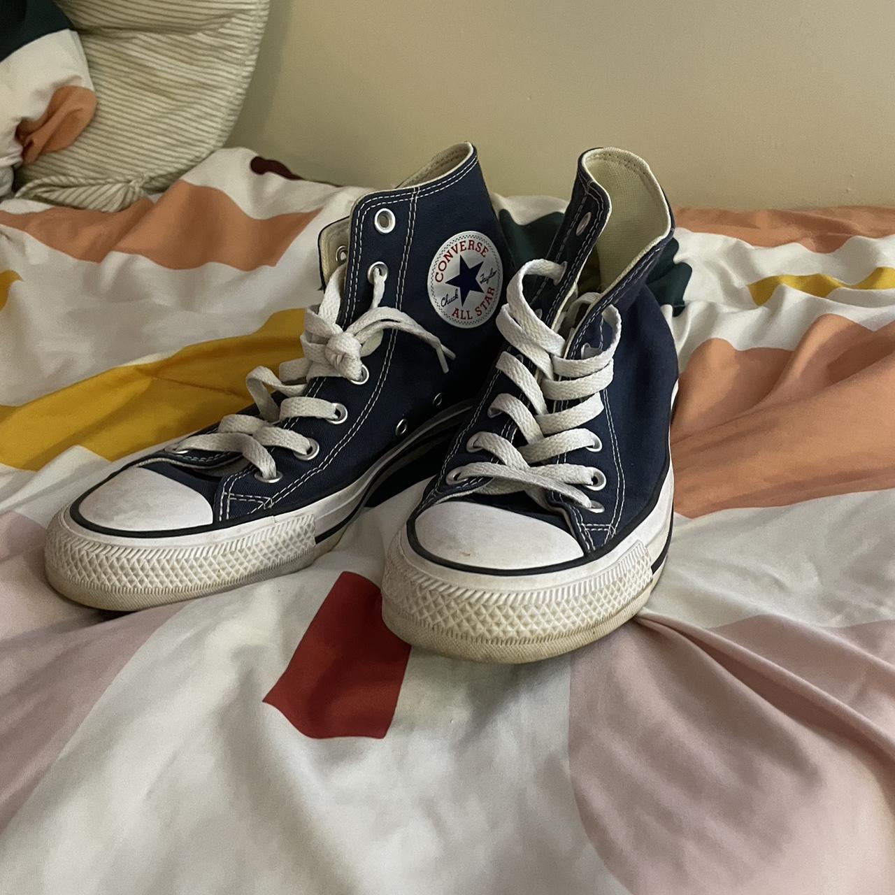 Size 8 denim Converses! Used and in good... - Depop