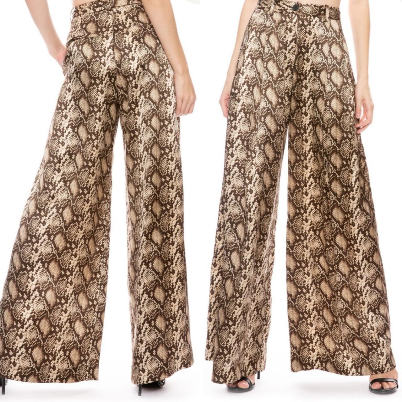 Nili Lotan Adalene Pants Size 10 Dark brown snake... | Depop