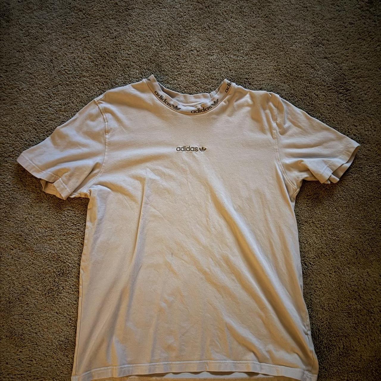 Cream colored Adidas T-shirt - Depop
