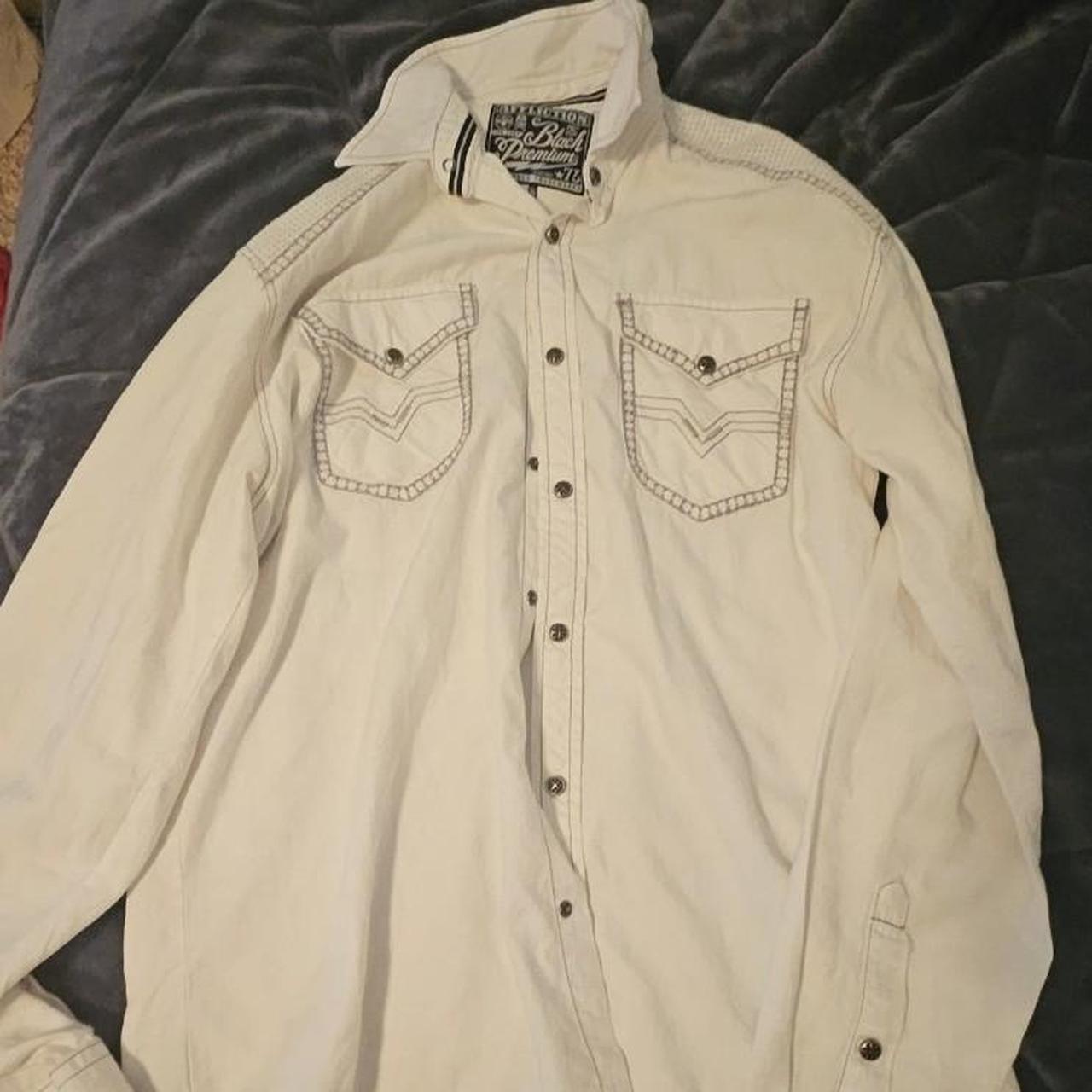 Super nice white affliction button up Size... | Depop