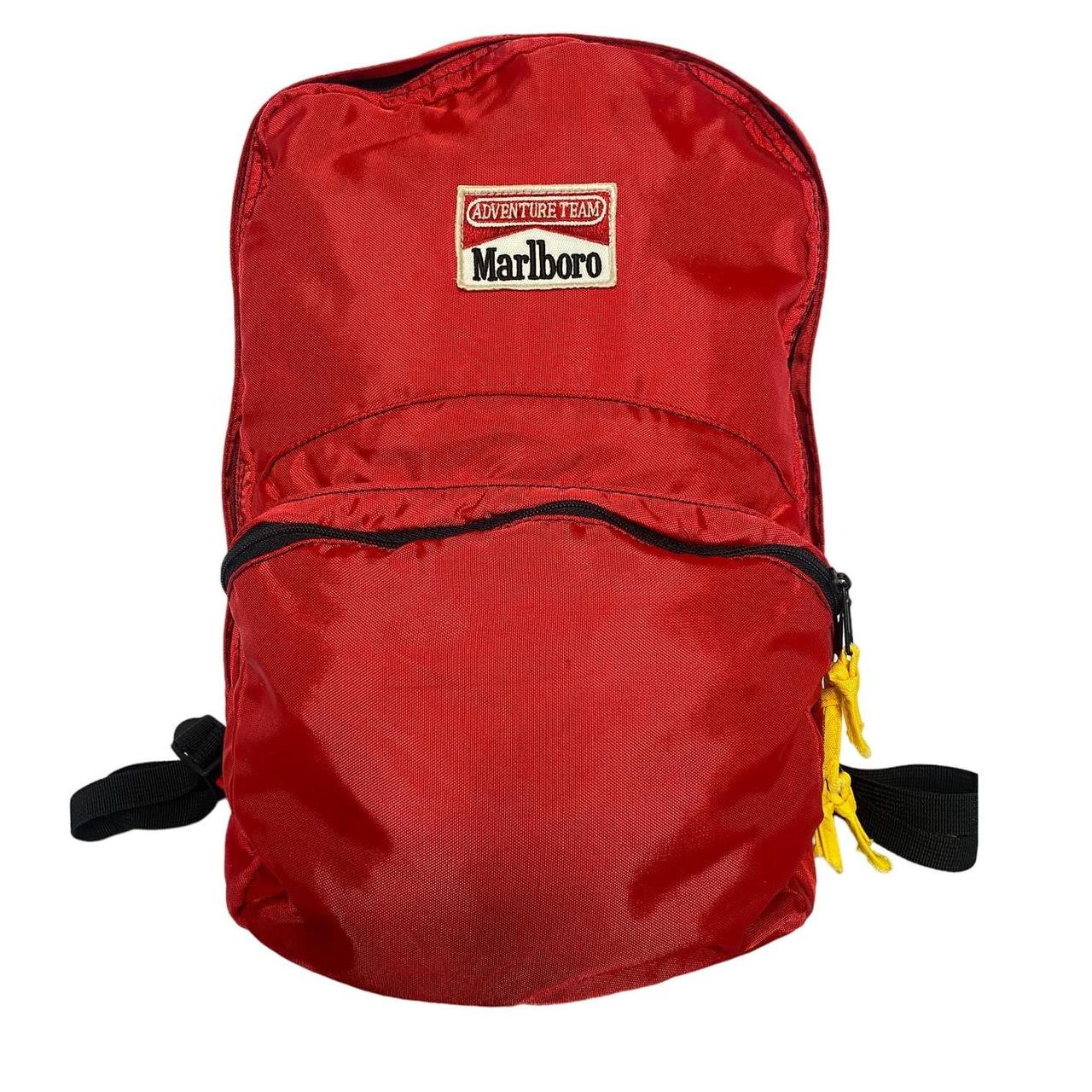 Marlboro Adventure Team Backpack Small Red Vintage... - Depop