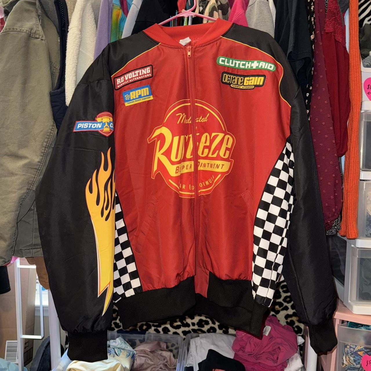 Lightning McQueen Rusteze bomber jacket - worn once!... | Depop