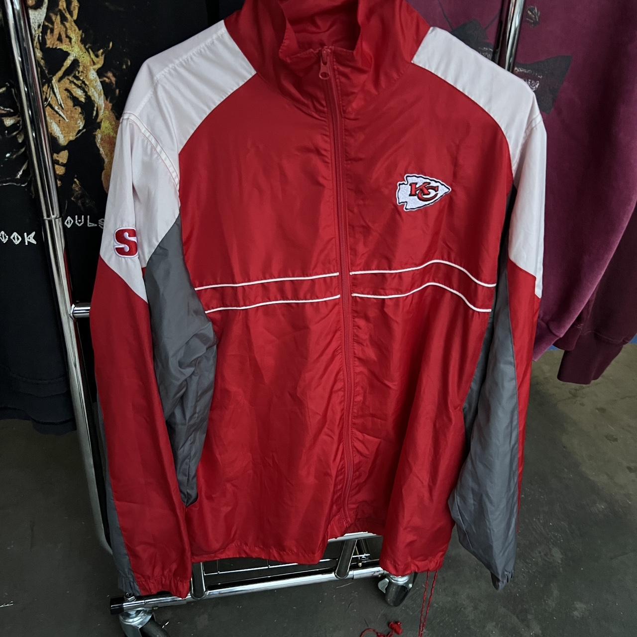 Red and grey Kansas City Chiefs windbreaker #NFL - Depop