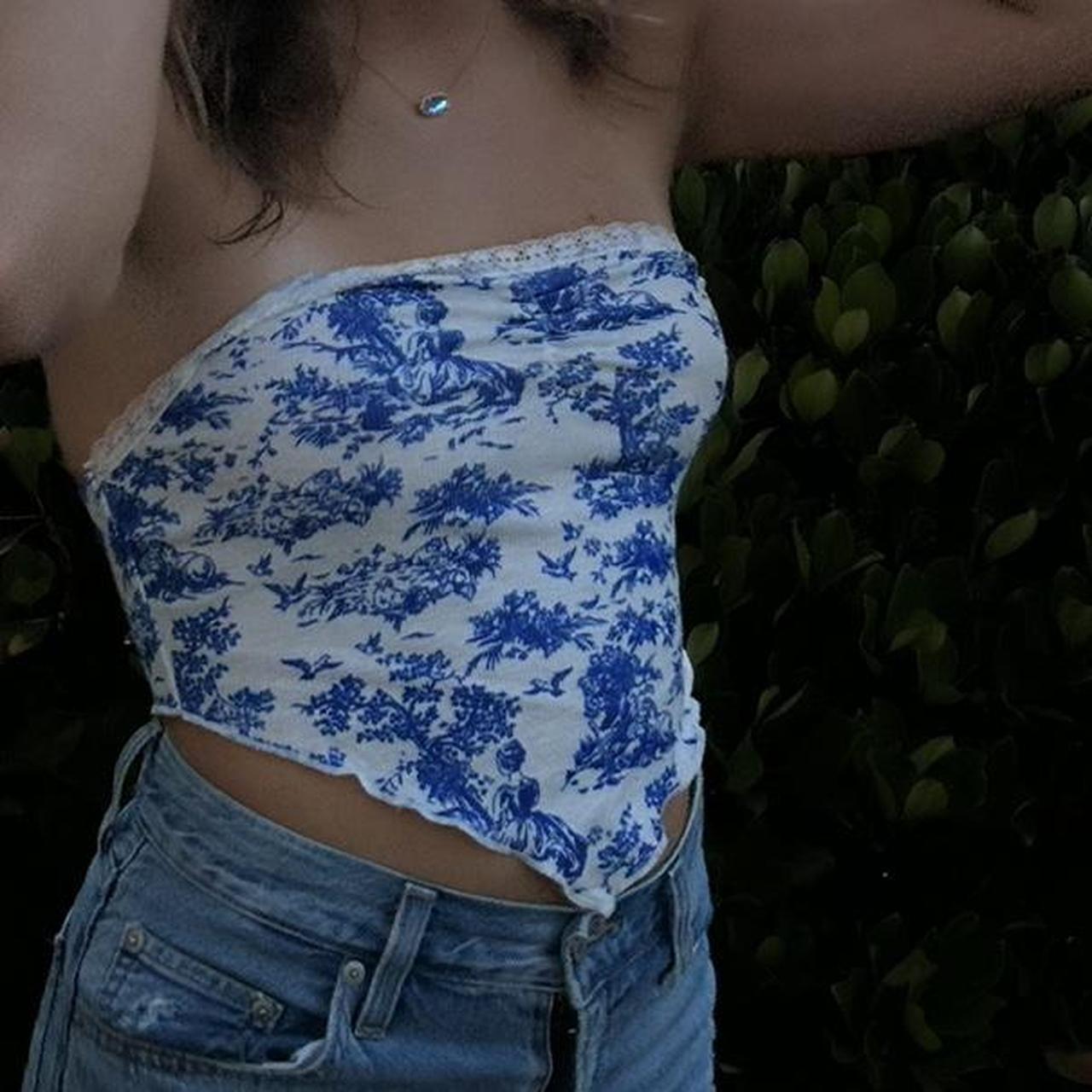 Floral Bando Top (new condition, stretchy) - Depop