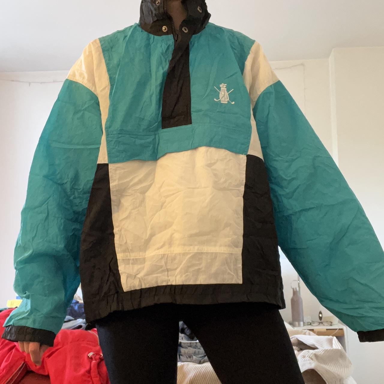 Varsity quarter zip wind breaker / rain jacket with... - Depop