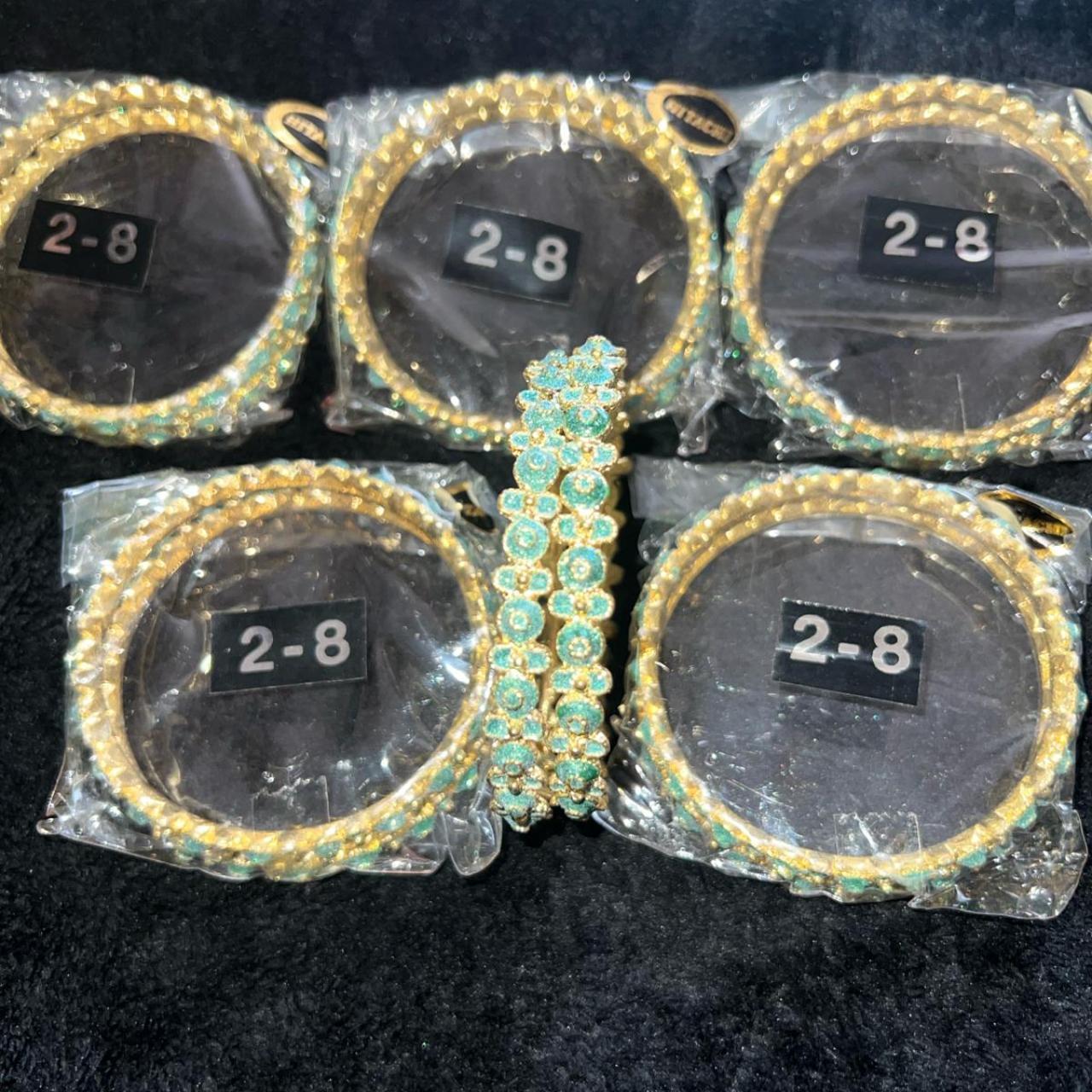 12 - Gold/Green bangles/churia Size 2x8 Brand new... - Depop