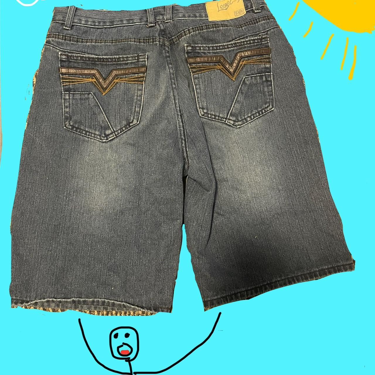 Level one denim jorts Embroidery on the back... | Depop