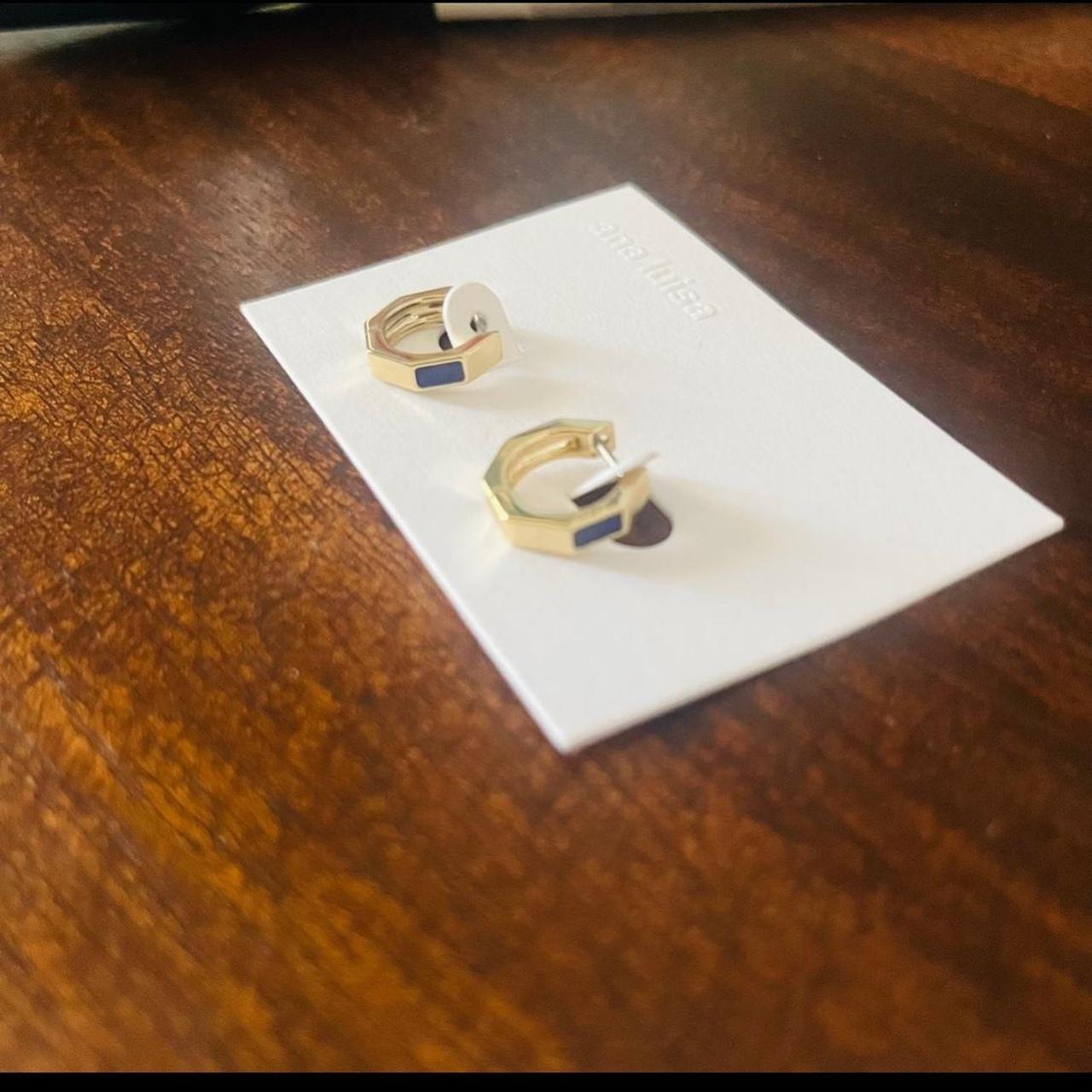 Ana Luisa Blue Stone Inlay Hoops “Camille” Never... - Depop