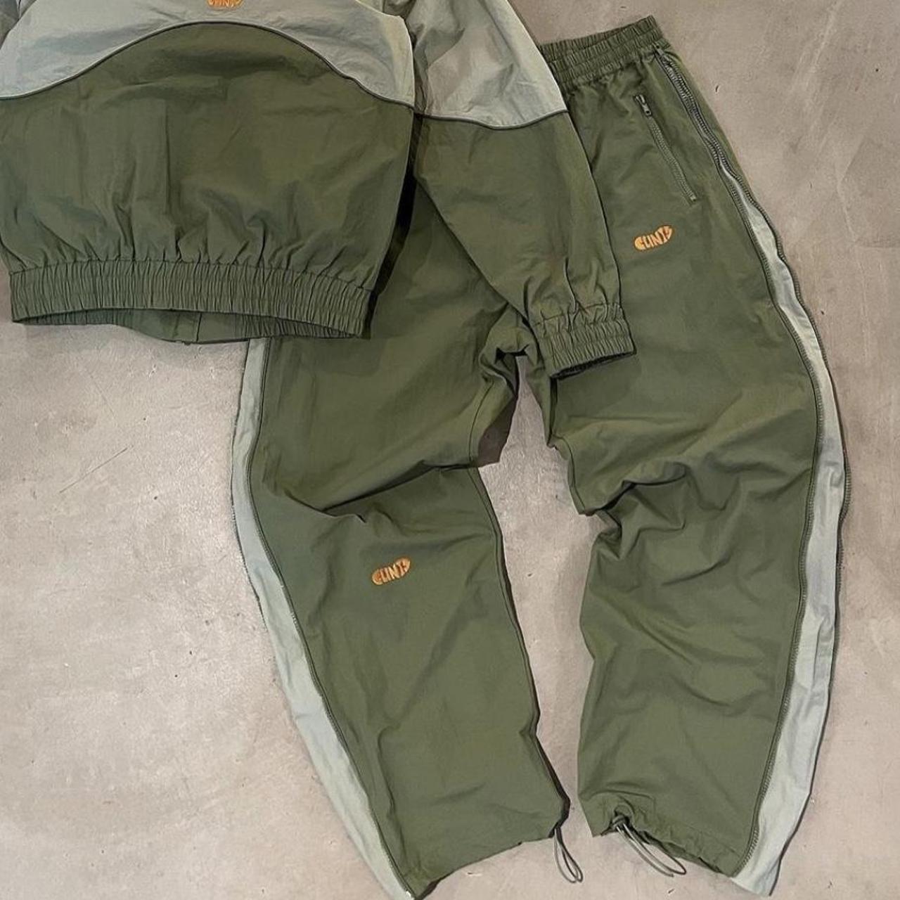 Clints inc size L sage green shell tracksuit trouser... - Depop