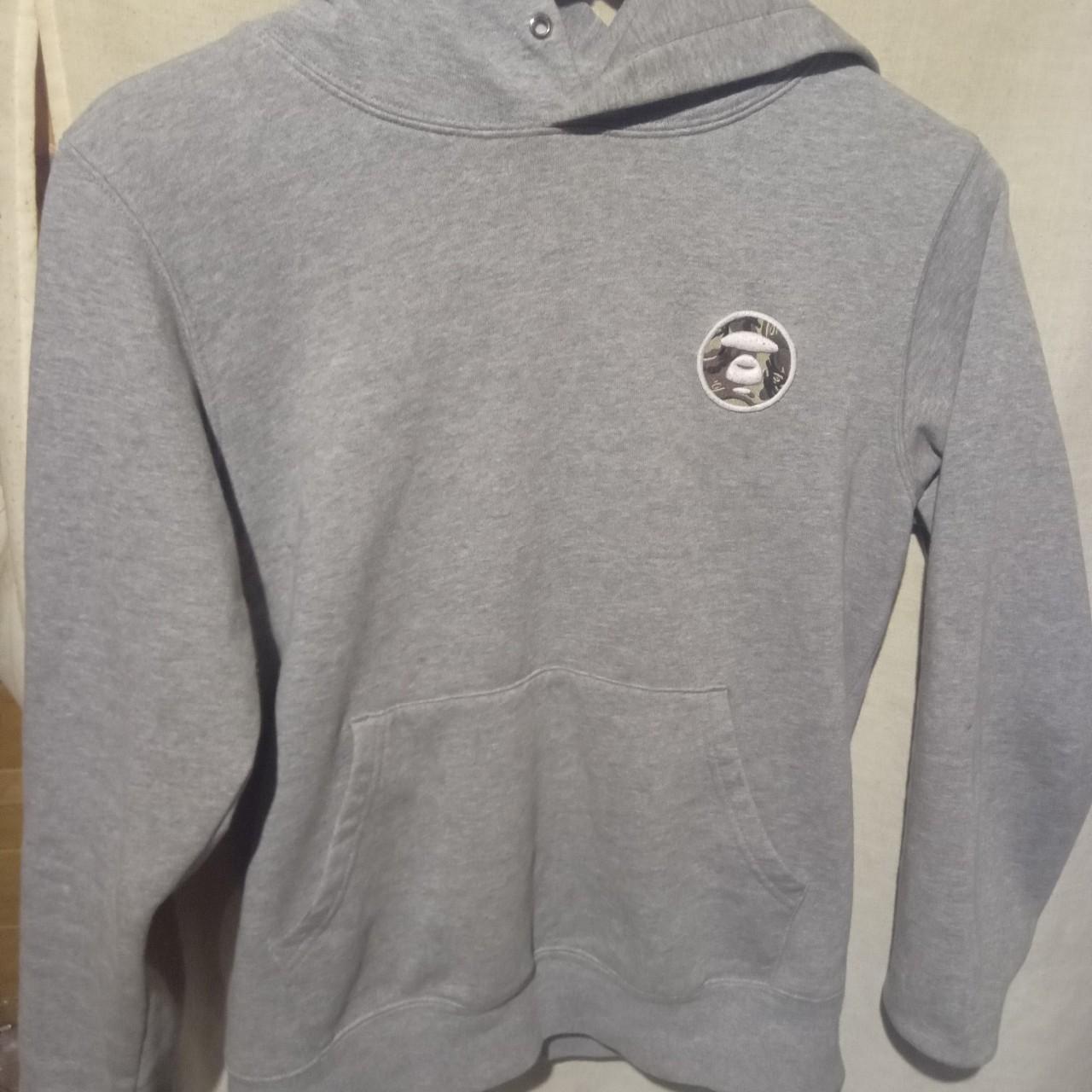 AAPE By A Bathing Ape Grey Hoodie - Depop