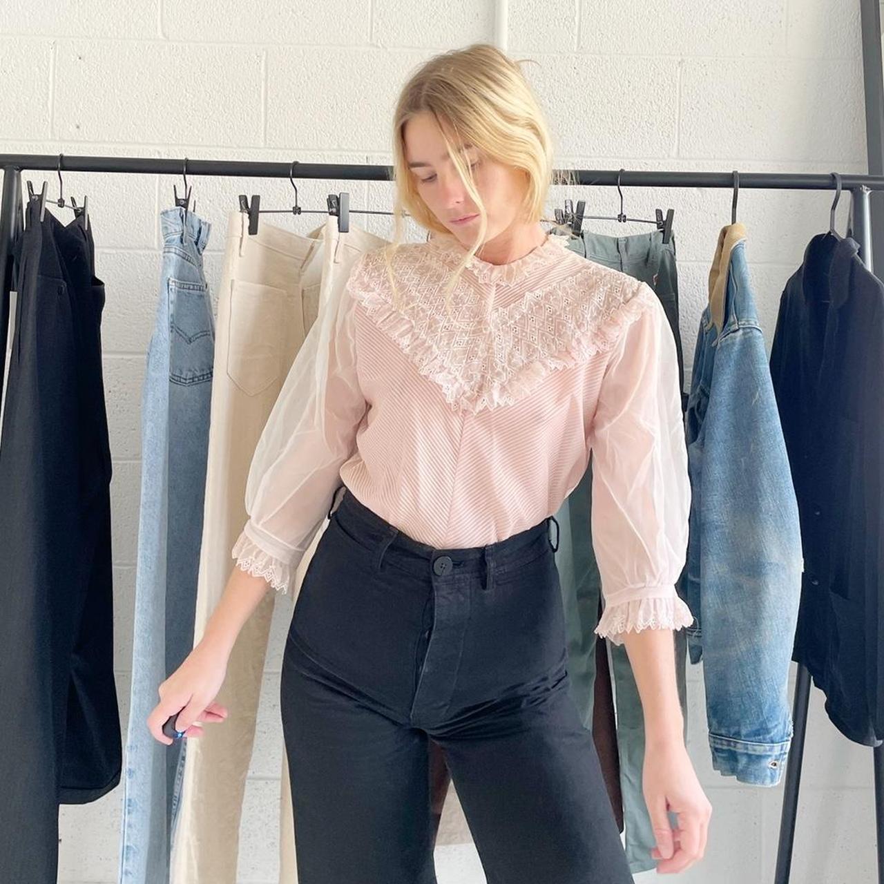 Vintage 70s sheer blouse Cropped sleeves Amazing gem... - Depop