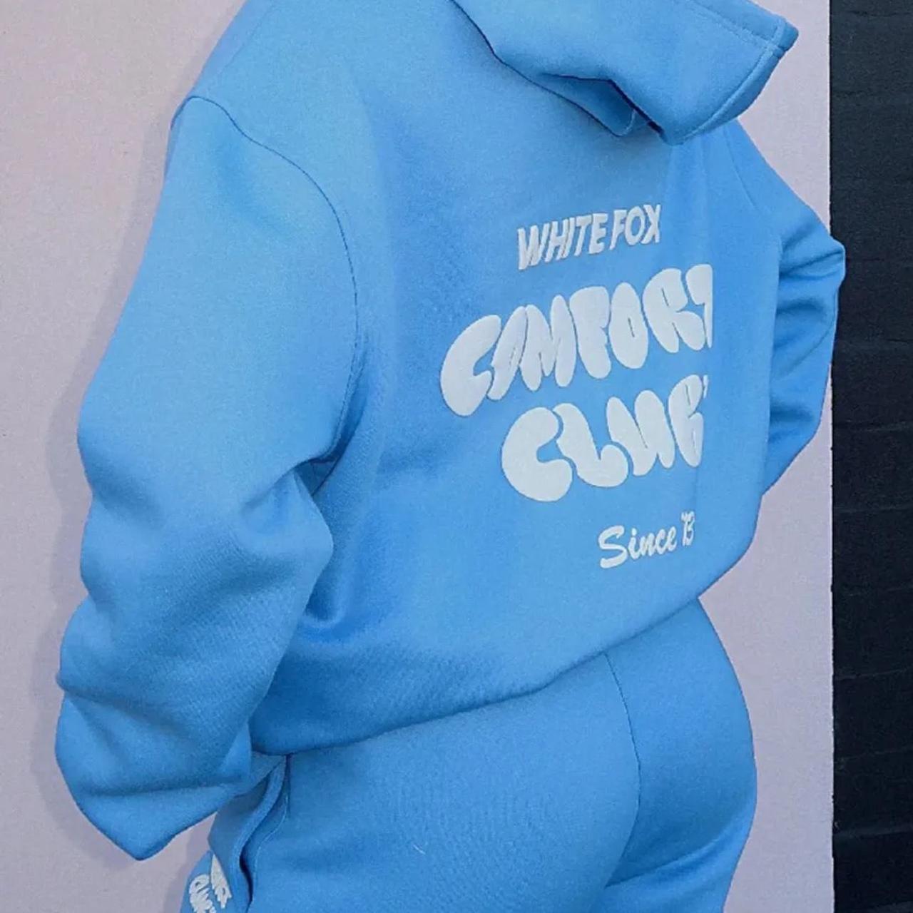 White Fox Light blue Comfort Club Sweatpants Size:... | Depop