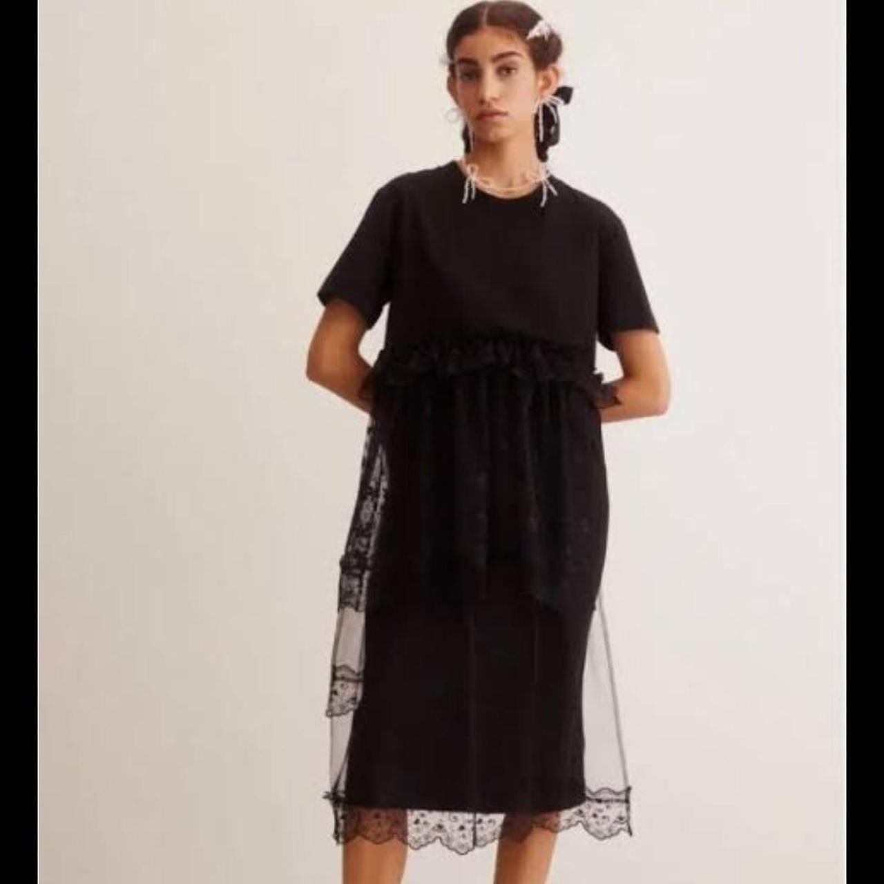 Simone Rocha x H&M lace t-shirt dress black L - Depop