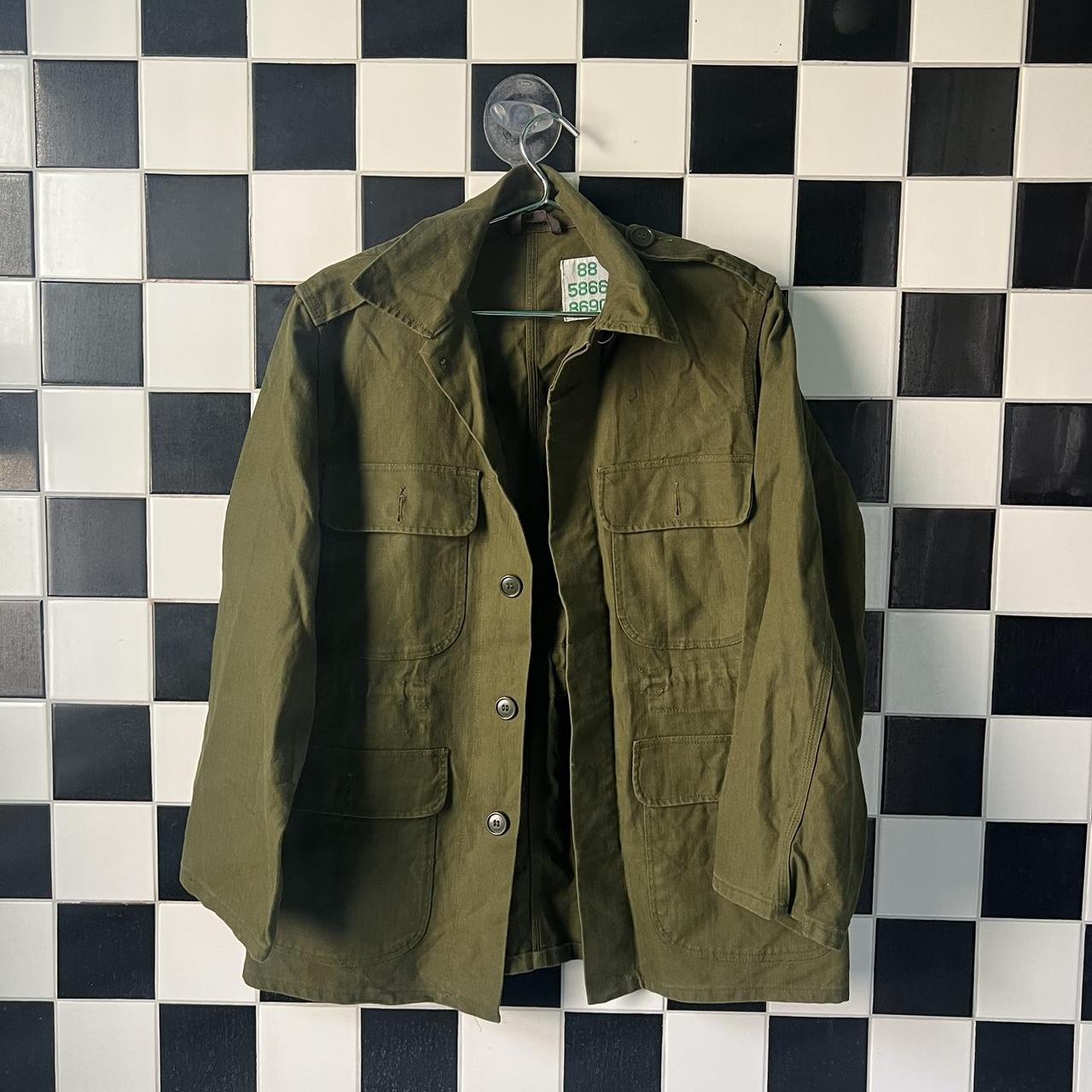 Vintage Swedish Workwear Army Jacket Green Khaki... - Depop