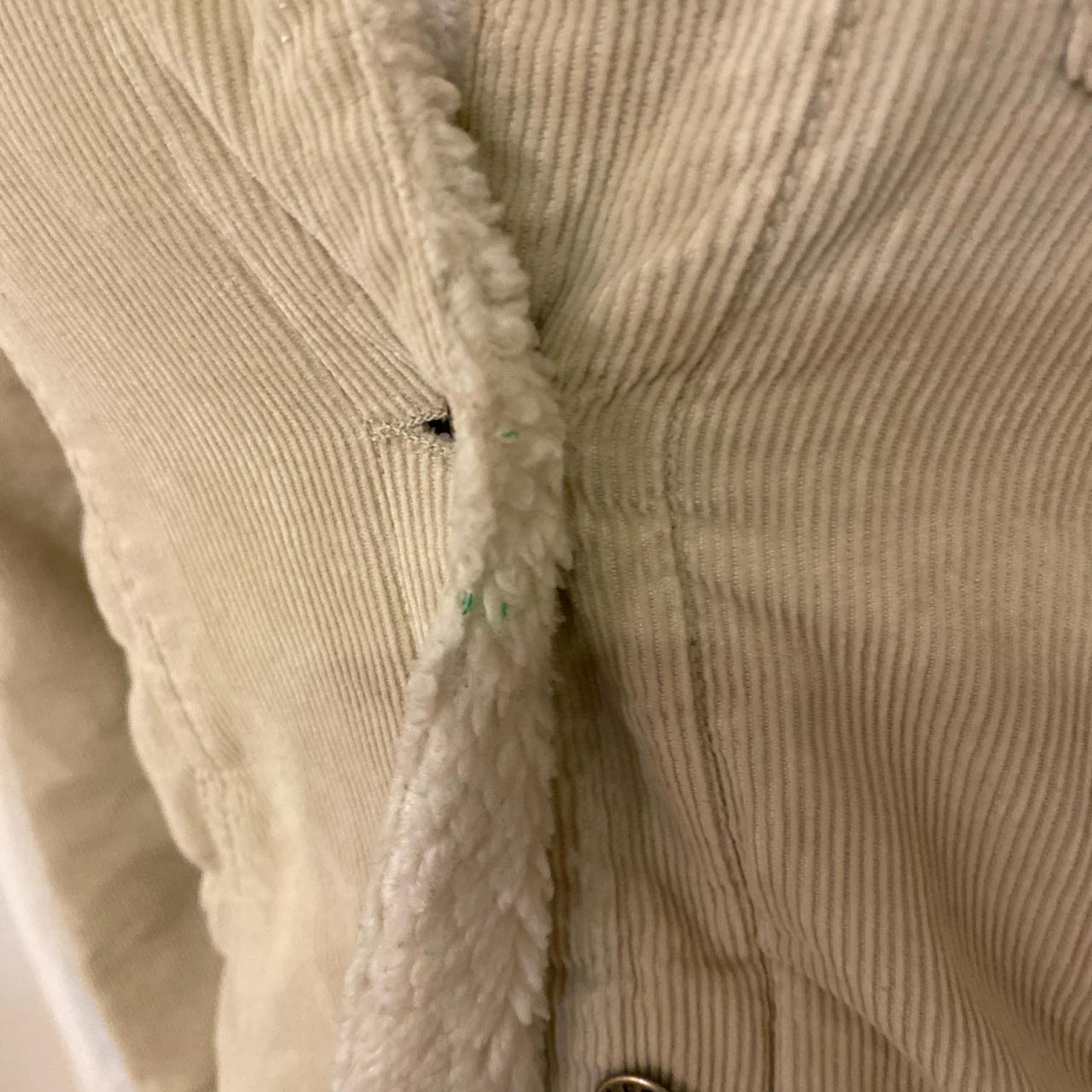 cream corduroy jacket with fur lining from the brand... | Depop