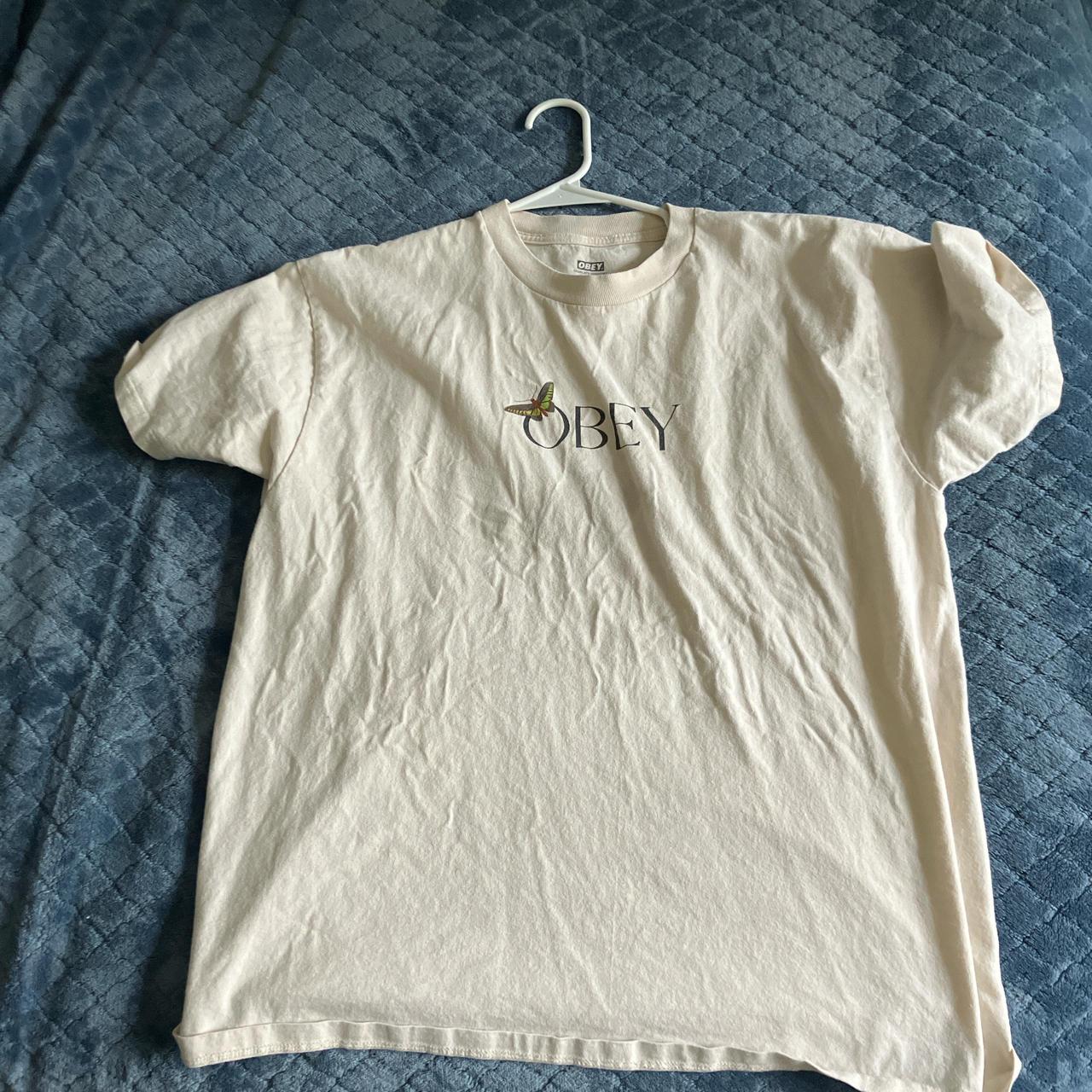 Medium obey shirt large stain on front I can’t get out - Depop