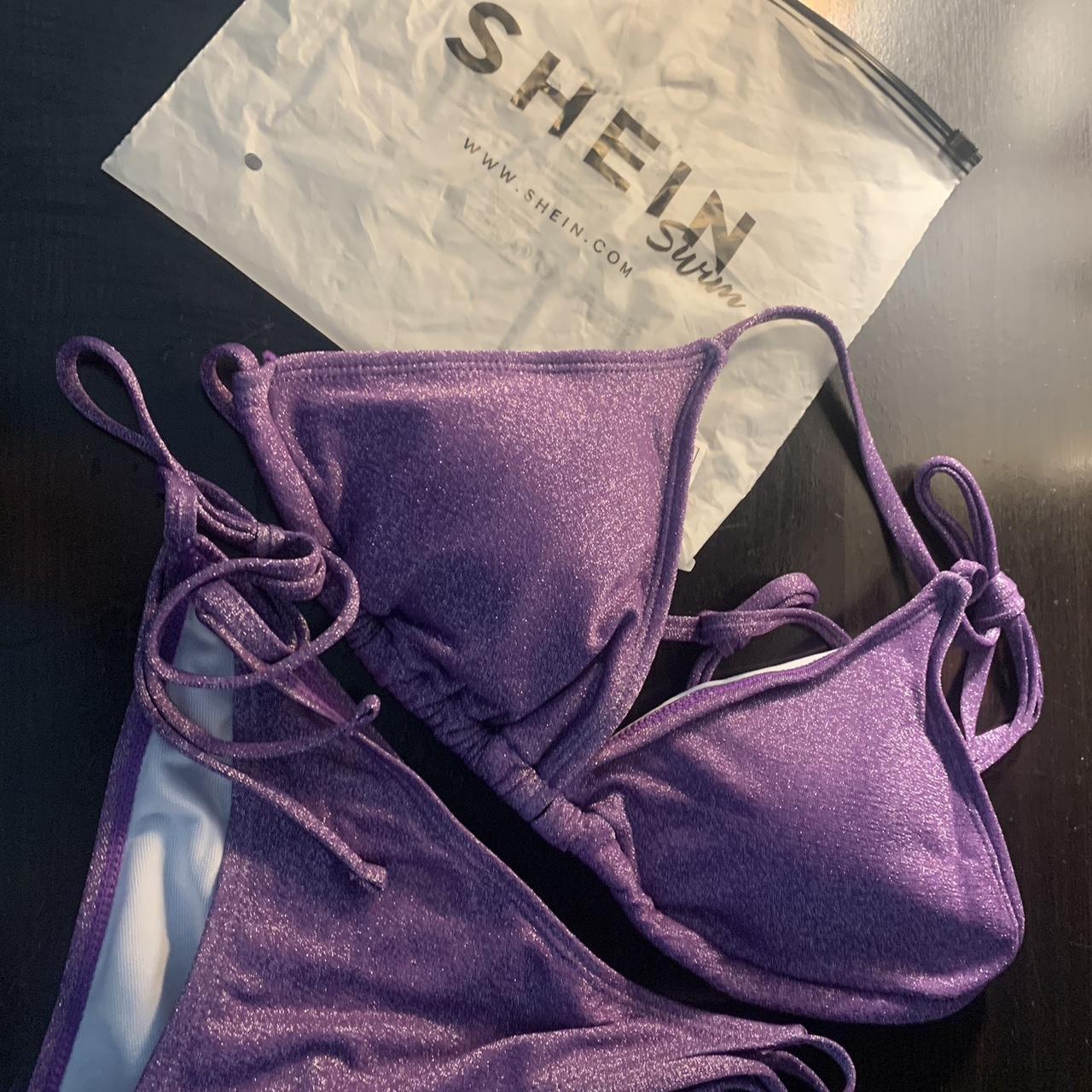 Two piece purple shien tie style bathing suit. Size ... - Depop