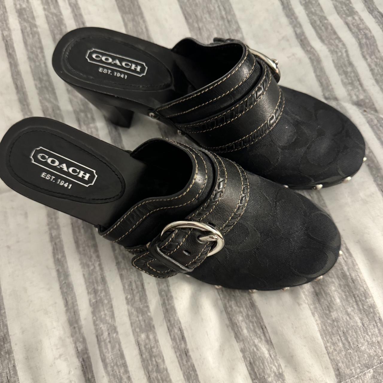 Women’s Black Coach Mules, 8M - Depop
