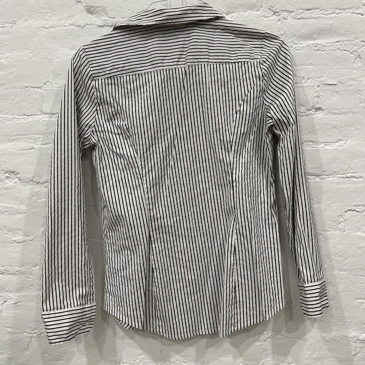 Black and white striped button down blouse #stripes - Depop