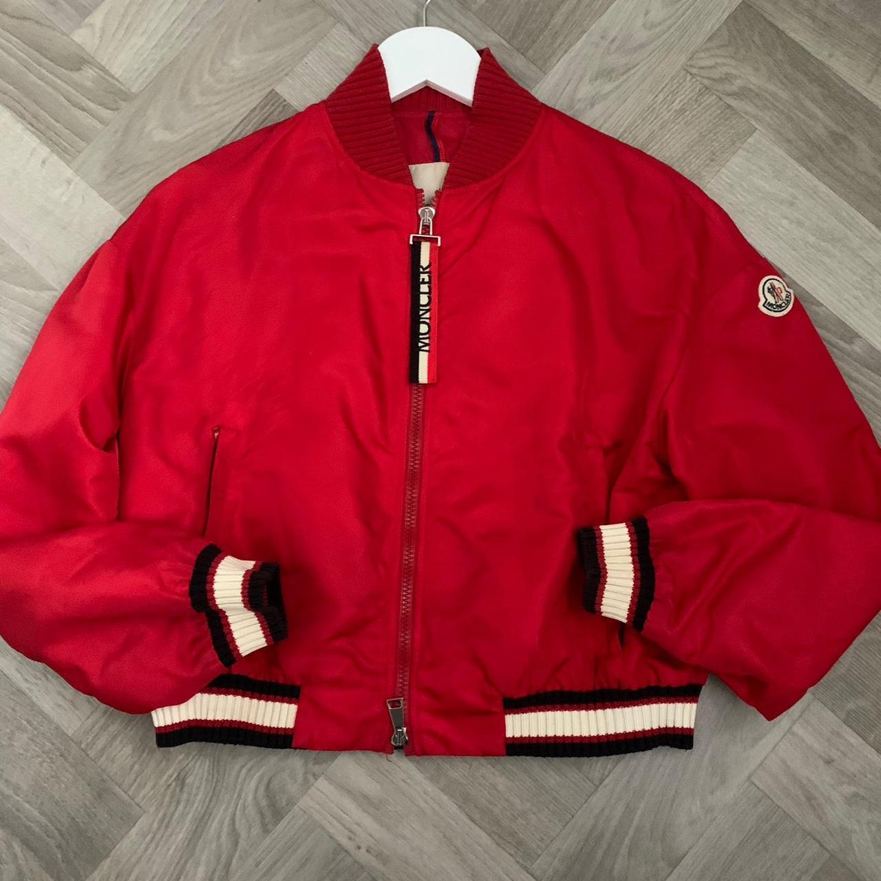 moncler red actinote bomber jacket interest check -... - Depop