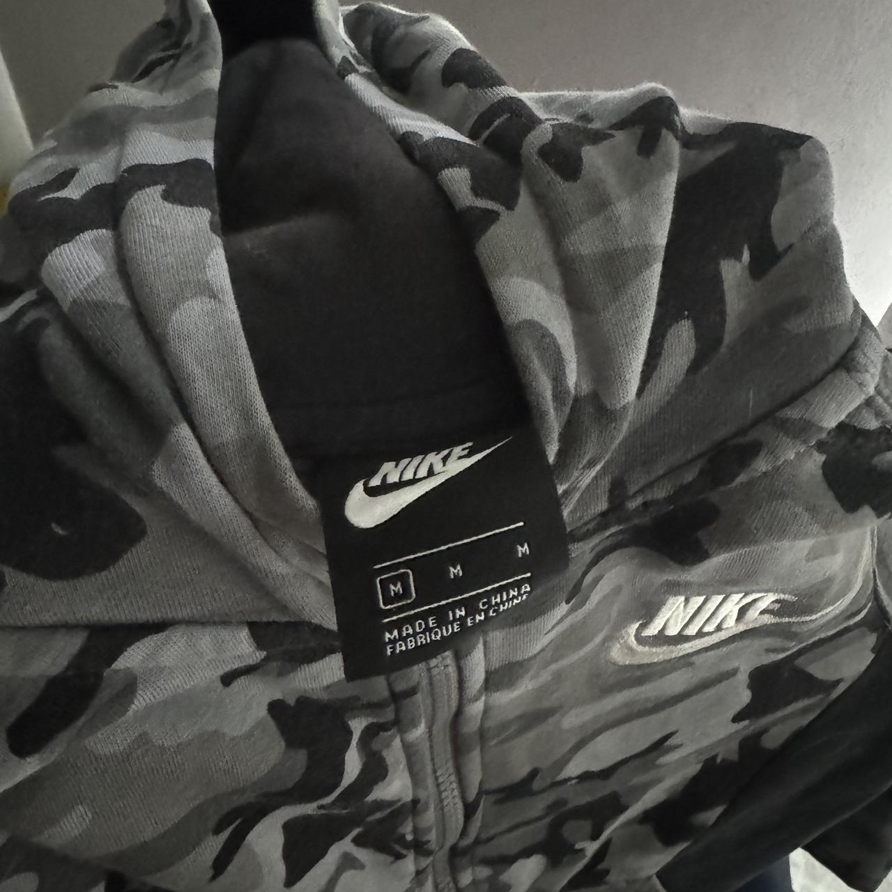 Nike grey black white camouflage camo hoodie Worn a... - Depop
