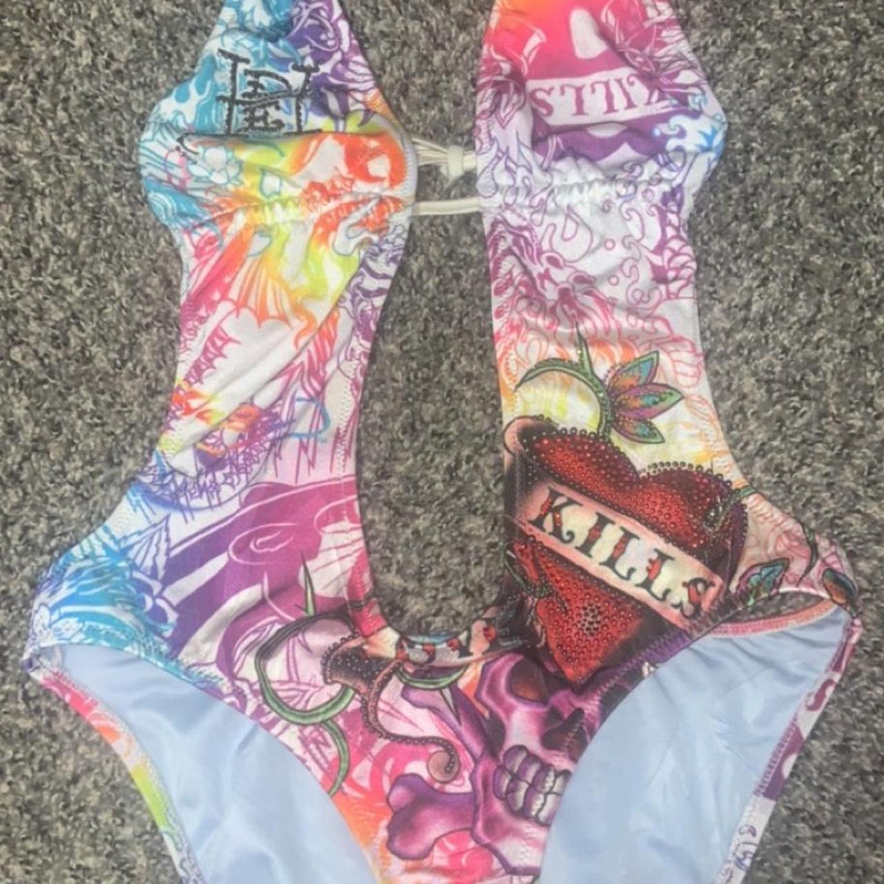Ed Hardy one piece swimsuit, great condition from... - Depop