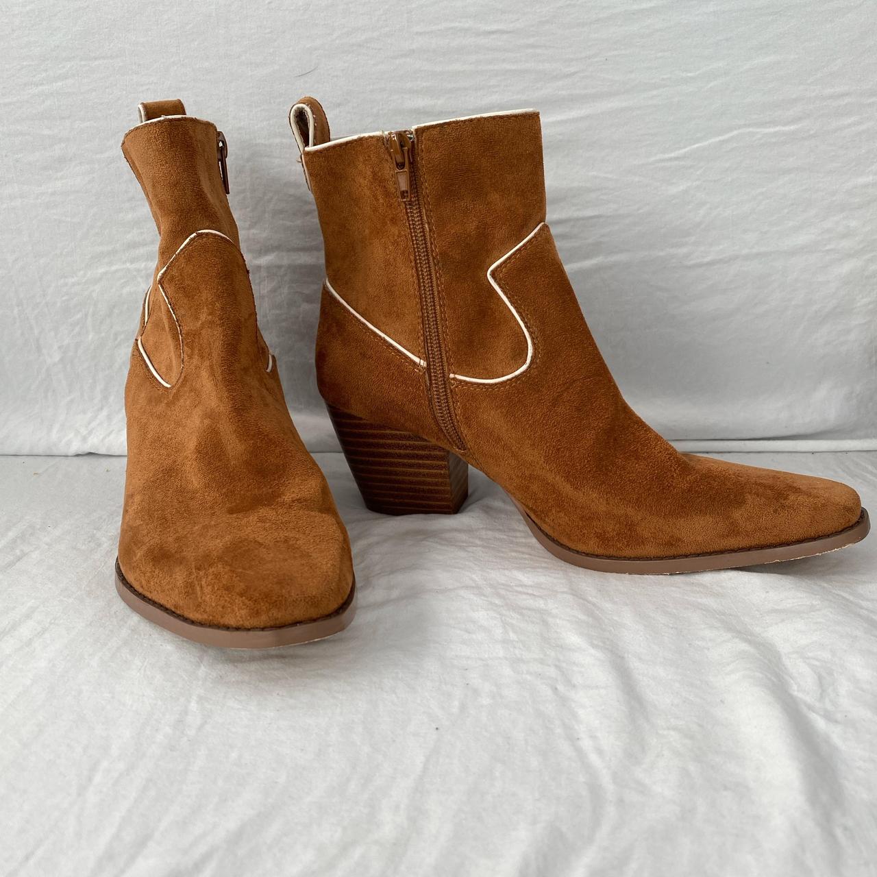 Size 6.5, Suede camel color ankle boots, coconut by... - Depop