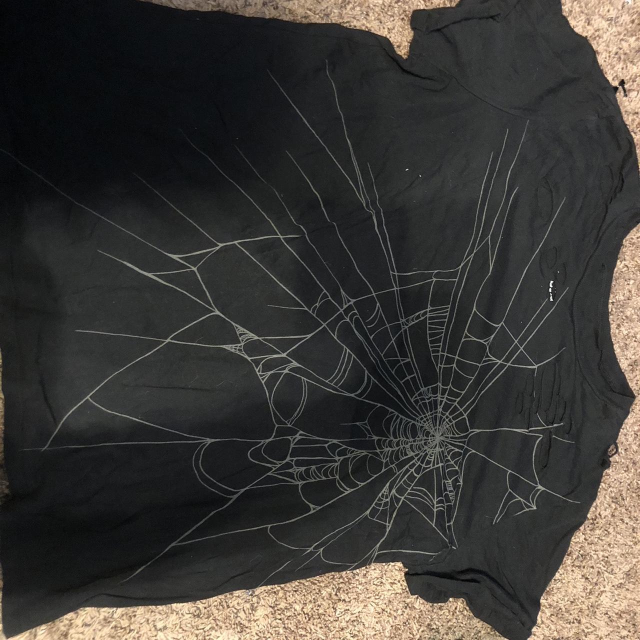ripped spider web shirt Torrid size 2 - Depop