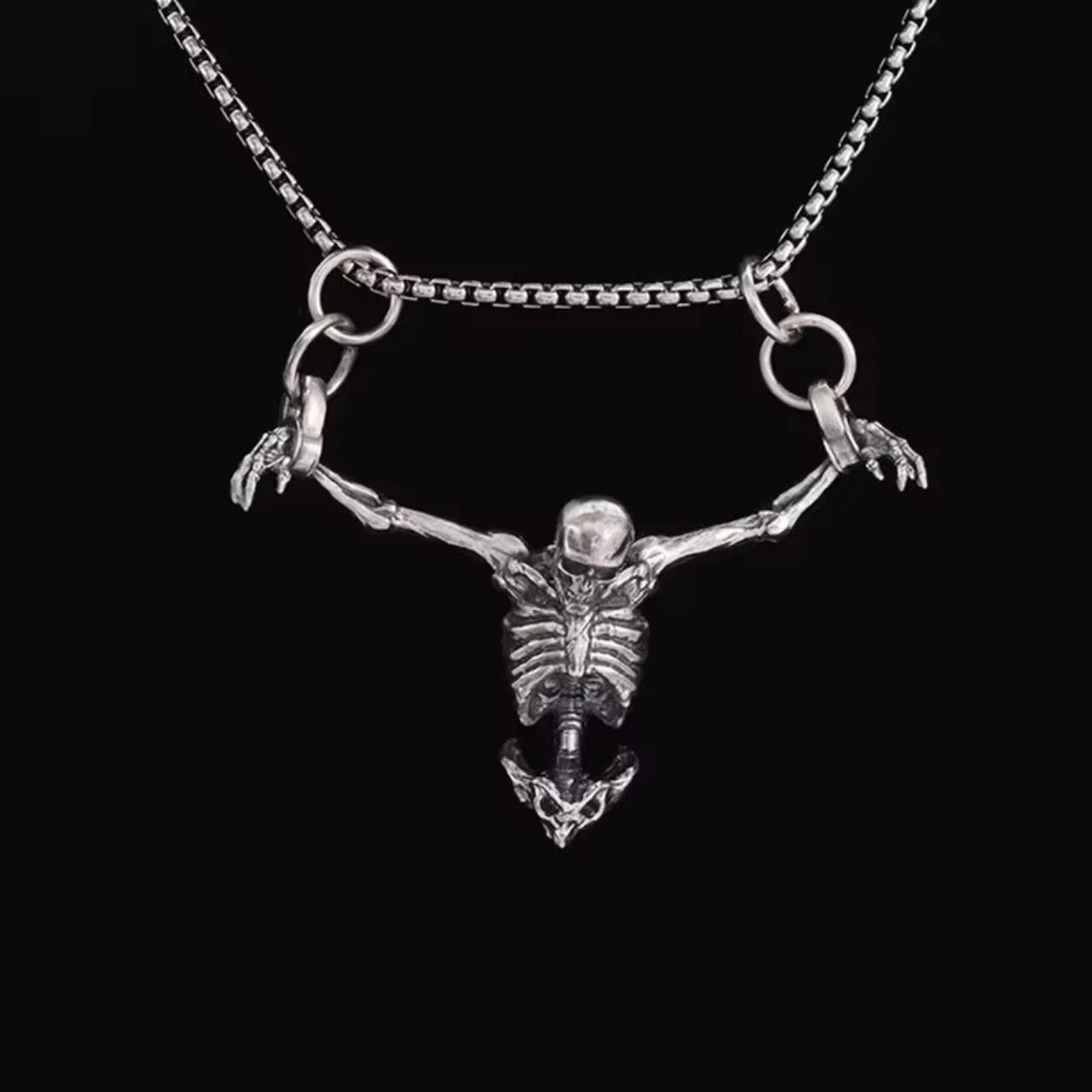 silver bones necklace - Depop